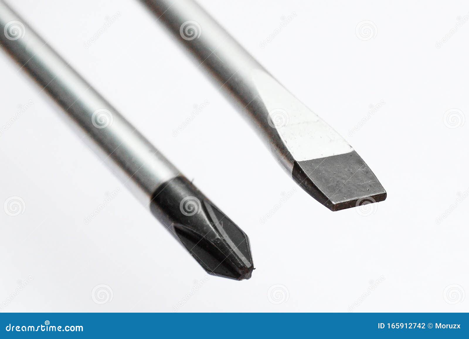 Flat and Philips Screwdriver Head Stock Photo - Image of white, tools ...