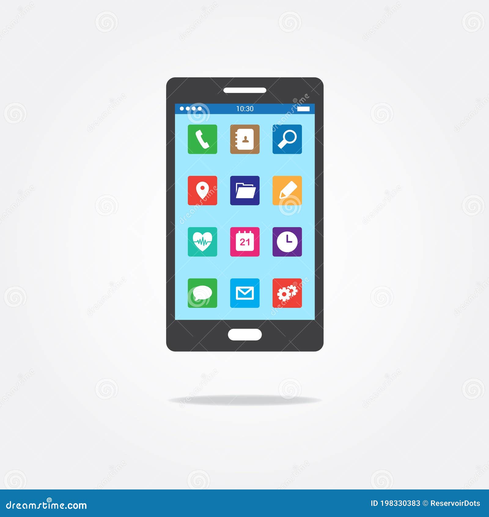 Flat Phone App Icons stock vector. Illustration of internet - 198330383