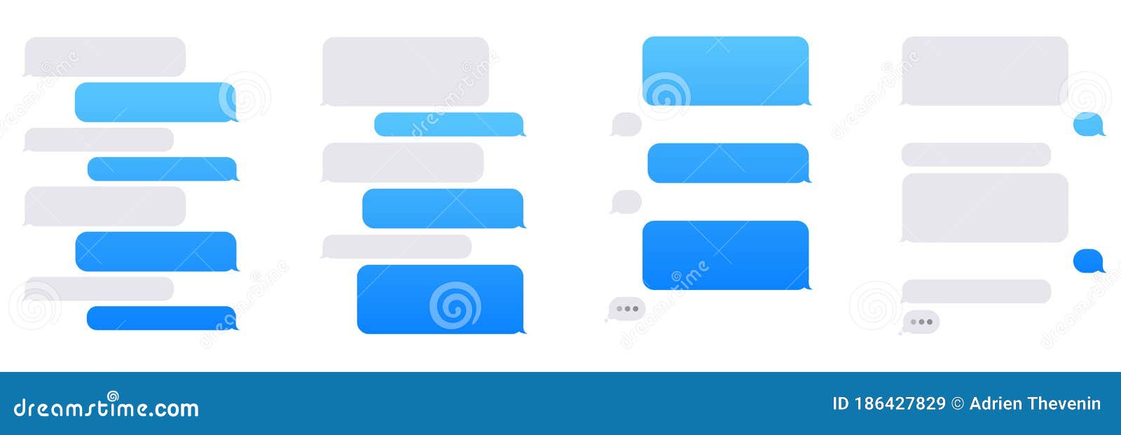 Smartphone Chatting Sms App Bubbles Set - Grey, Blue and White Theme ...