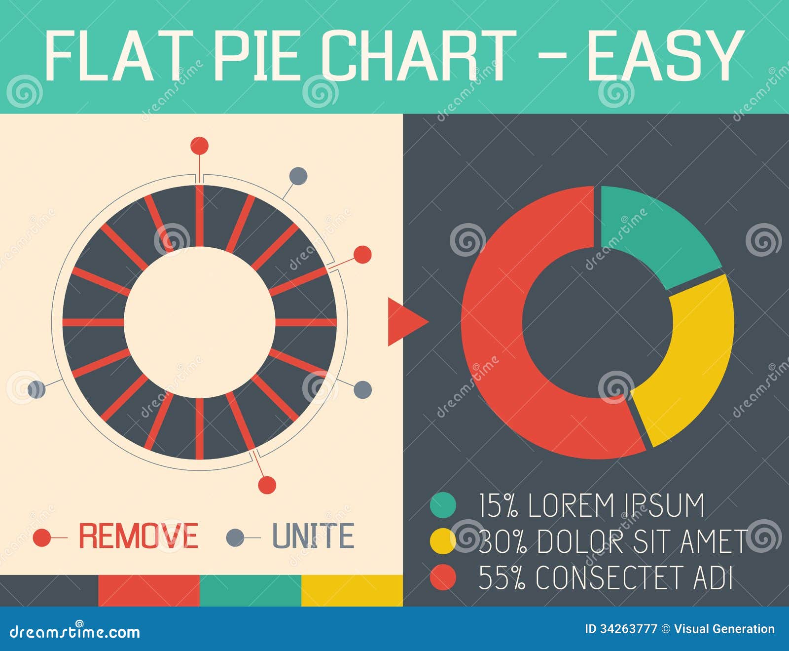 Flat Pie Chart stock vector. Illustration of arrow, cycle - 34263777