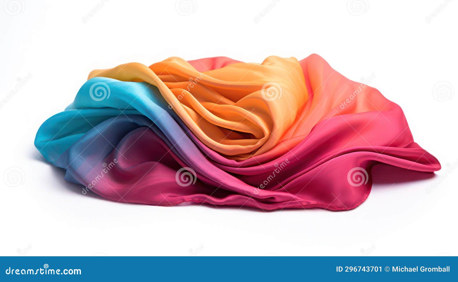 Flat Piece of Rainbow Color Fabric Isolated on White Created with ...