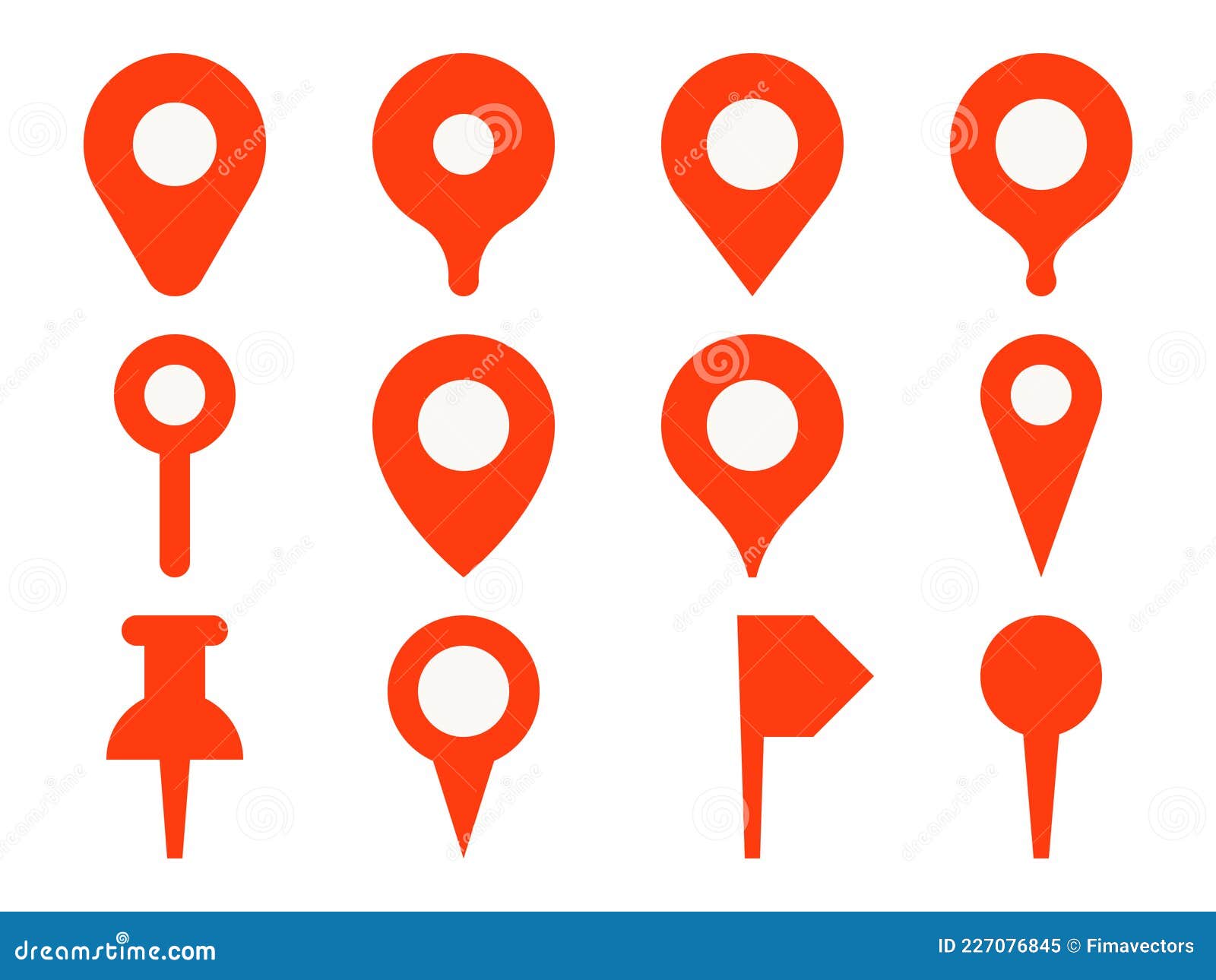 Flat pin icons stock vector. Illustration of minimal - 227076845