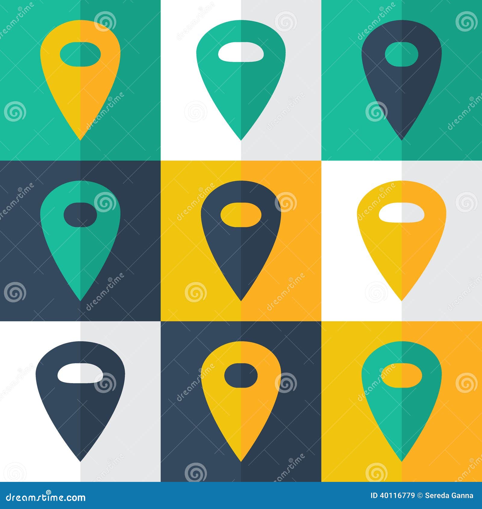 Flat pin icons set stock vector. Illustration of mark - 40116779