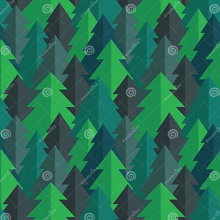 Flat Pine Forest Seamless Vector Pattern Stock Vector - Illustration of ...