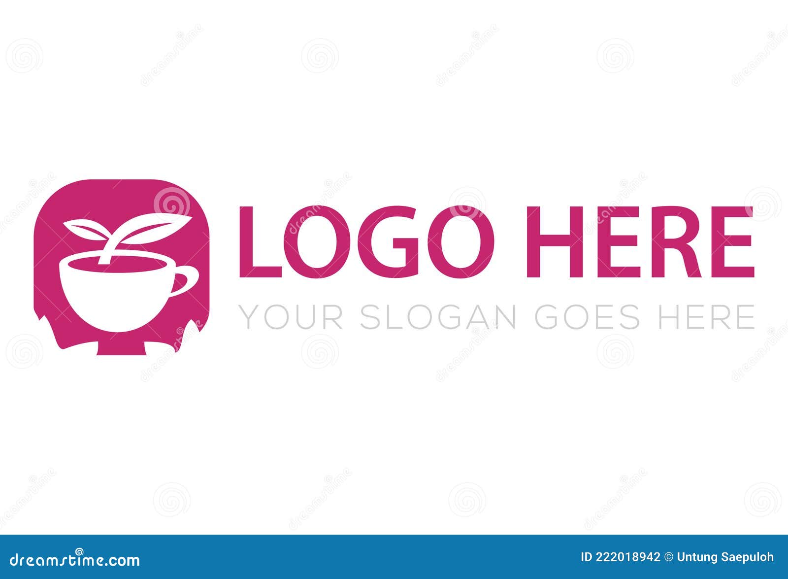 Pink Color Leaf Cup Coffee Logo Design Stock Vector - Illustration of ...