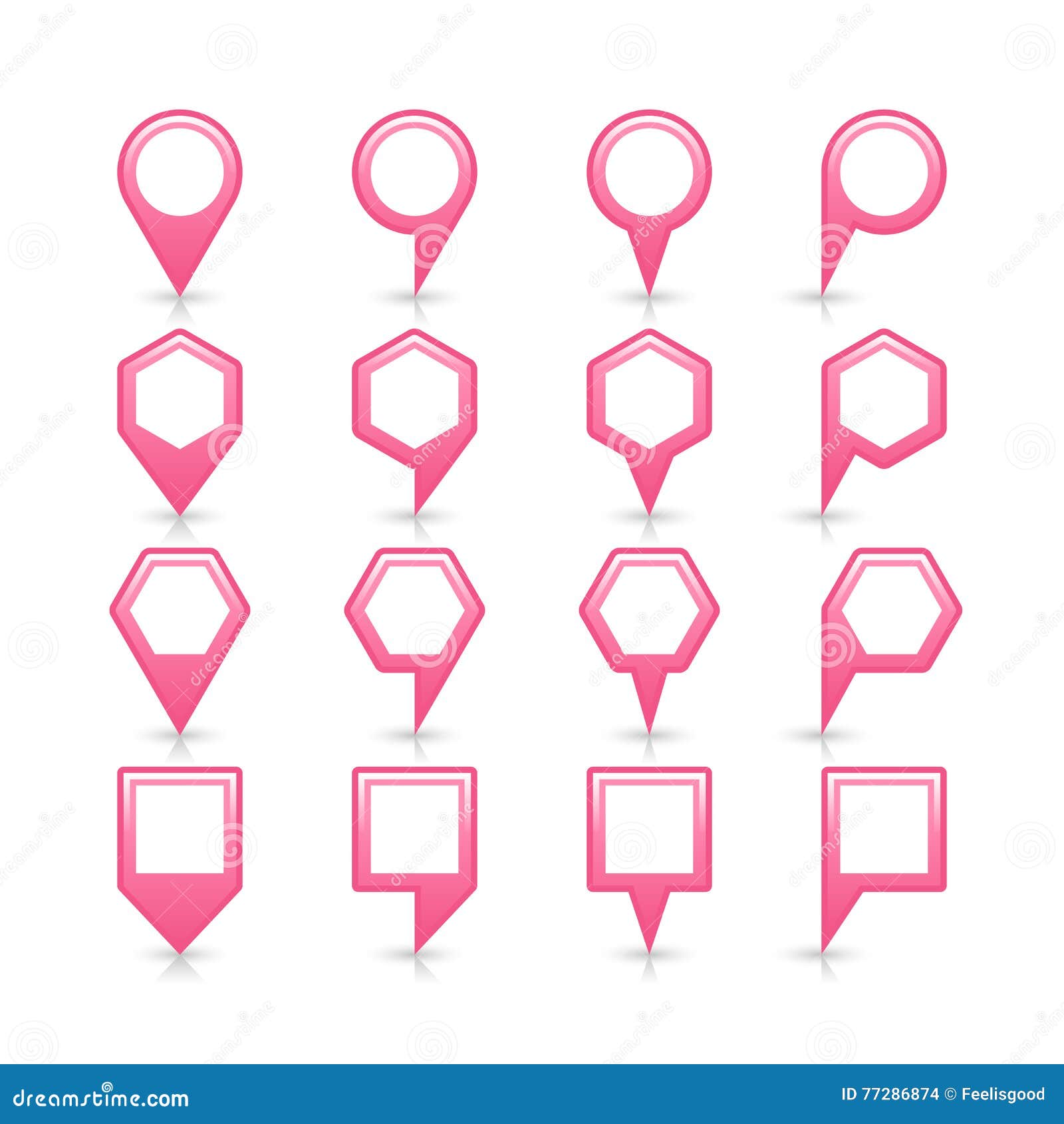 Flat Pink Color Map Pin Sign Location Icon Stock Vector - Illustration ...