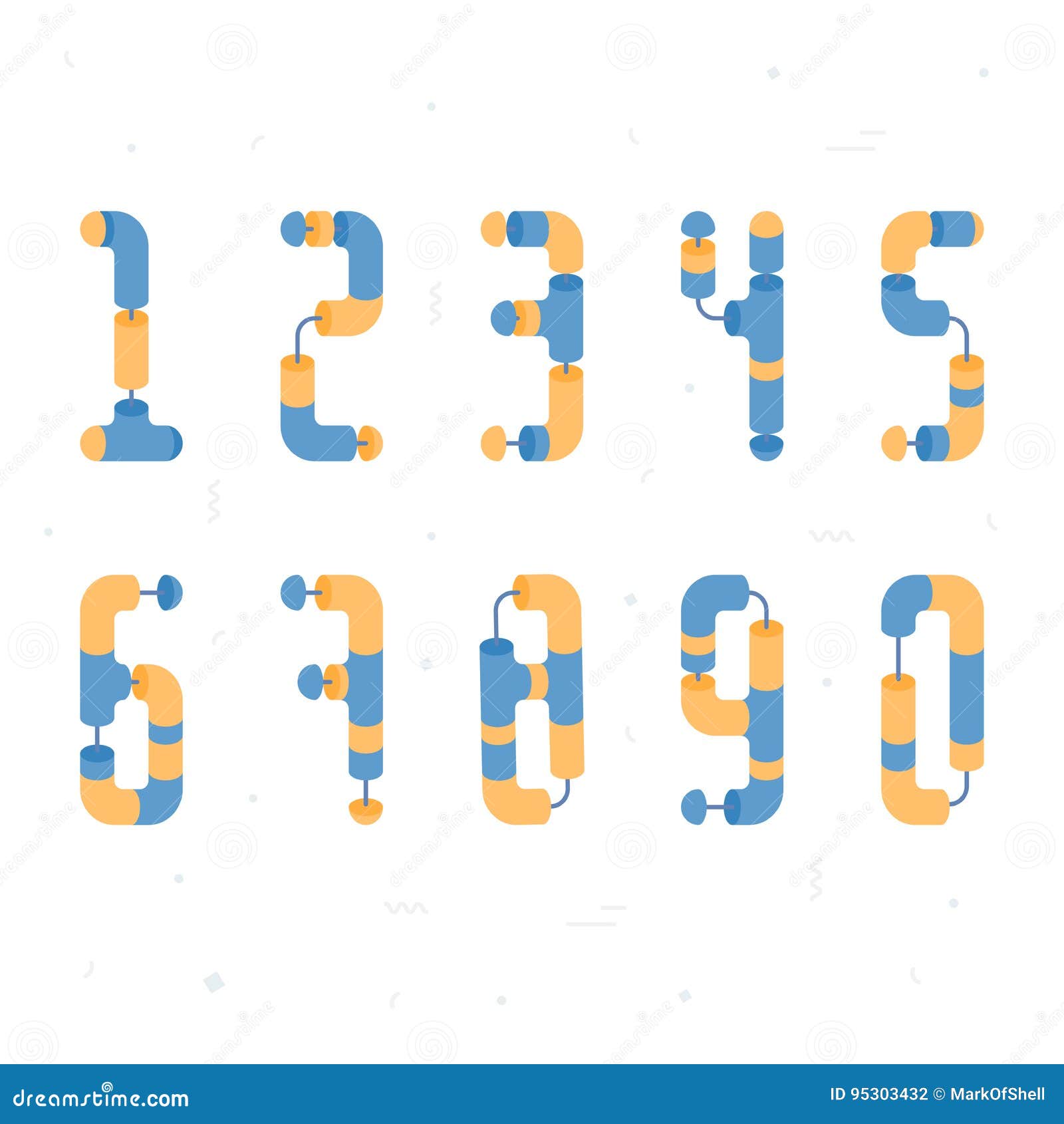 Flat Pipe Numbers v2 stock illustration. Illustration of font - 95303432
