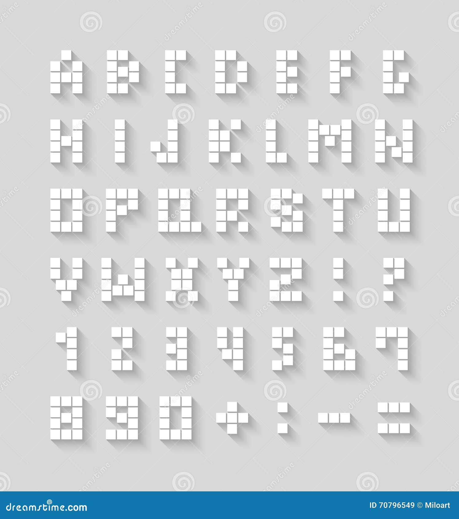 Flat Pixel Font with Shadow Effect. Stock Vector - Illustration of ... Flat Pixel Font with Shadow Effect. Stock Vector - Illustration of ...
