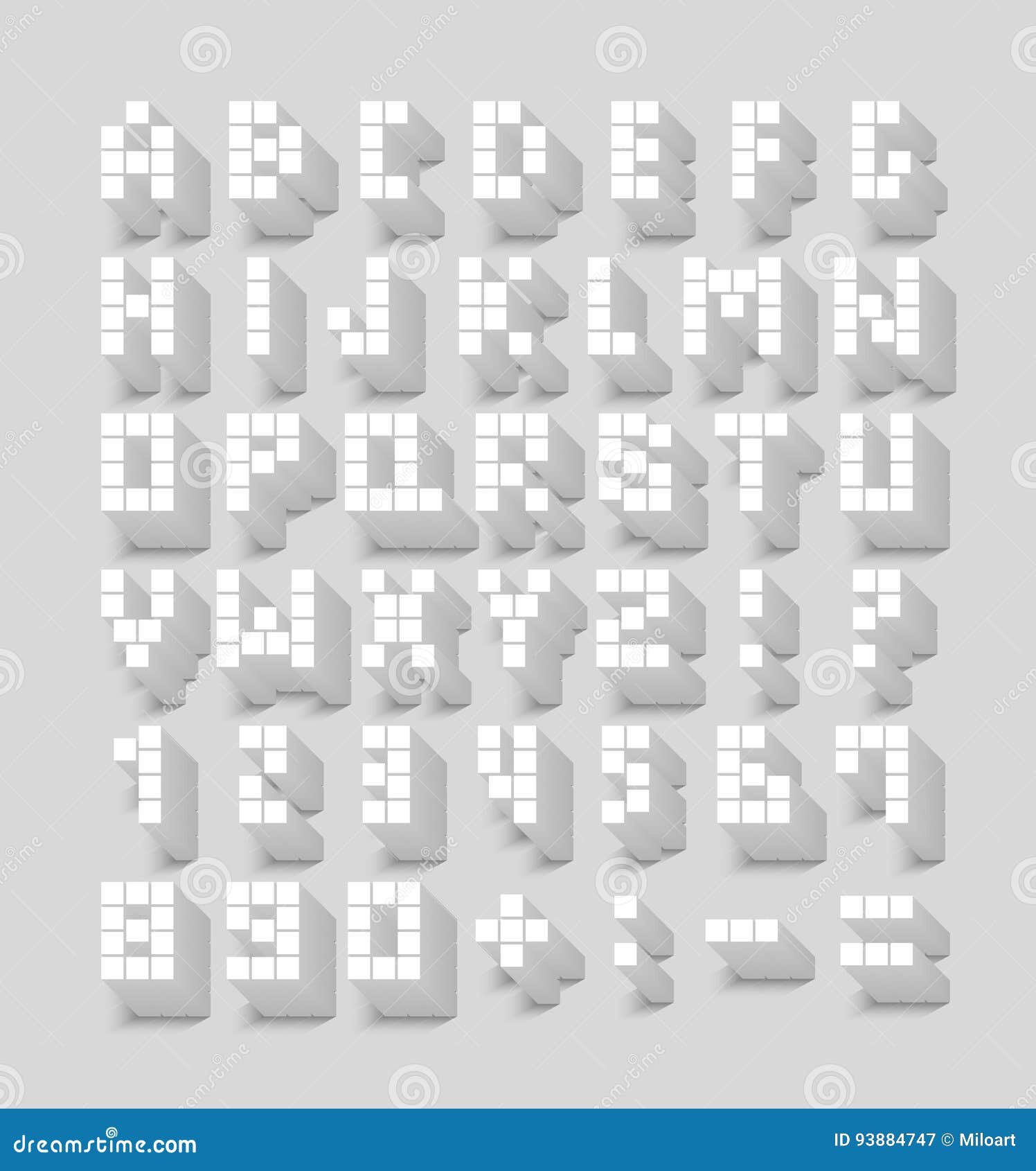 Flat Pixel Font with Shadow Effect. Stock Vector - Illustration of ... Flat Pixel Font with Shadow Effect. Stock Vector - Illustration of ...