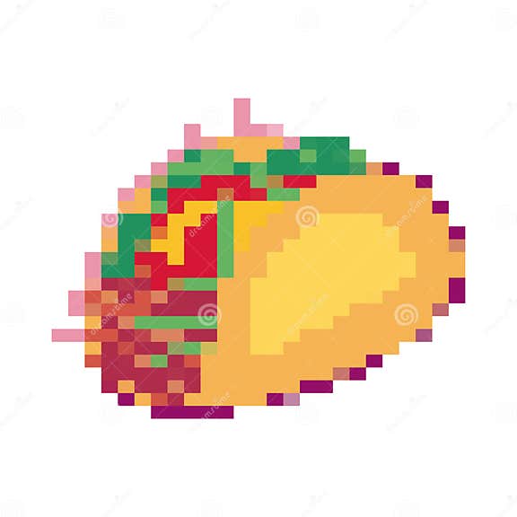 Flat pixelated taco stock vector. Illustration of fastfood - 273087783