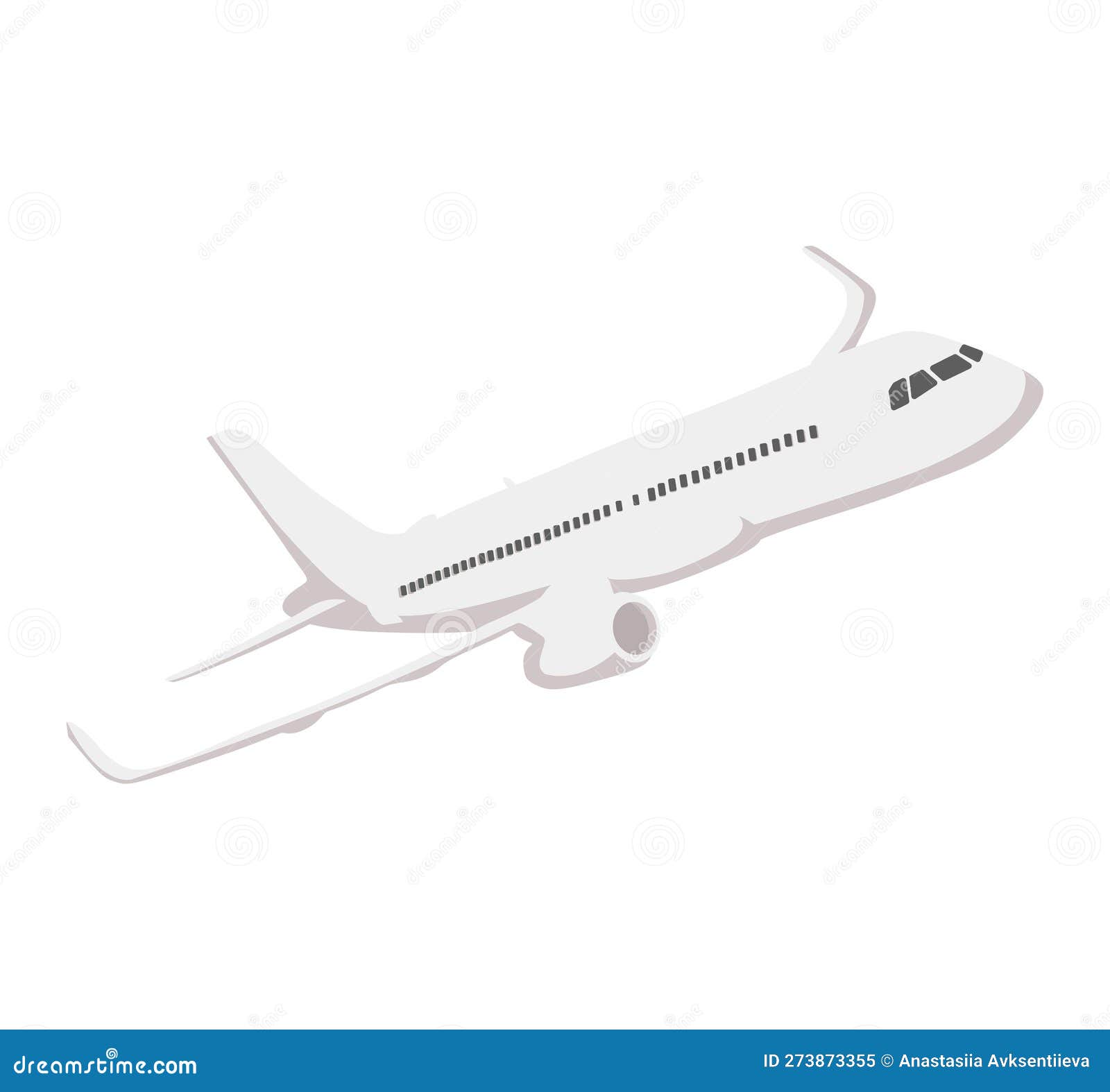 Flat Plane Illustration, Flying Plane View. Flat Vector Illustration ...