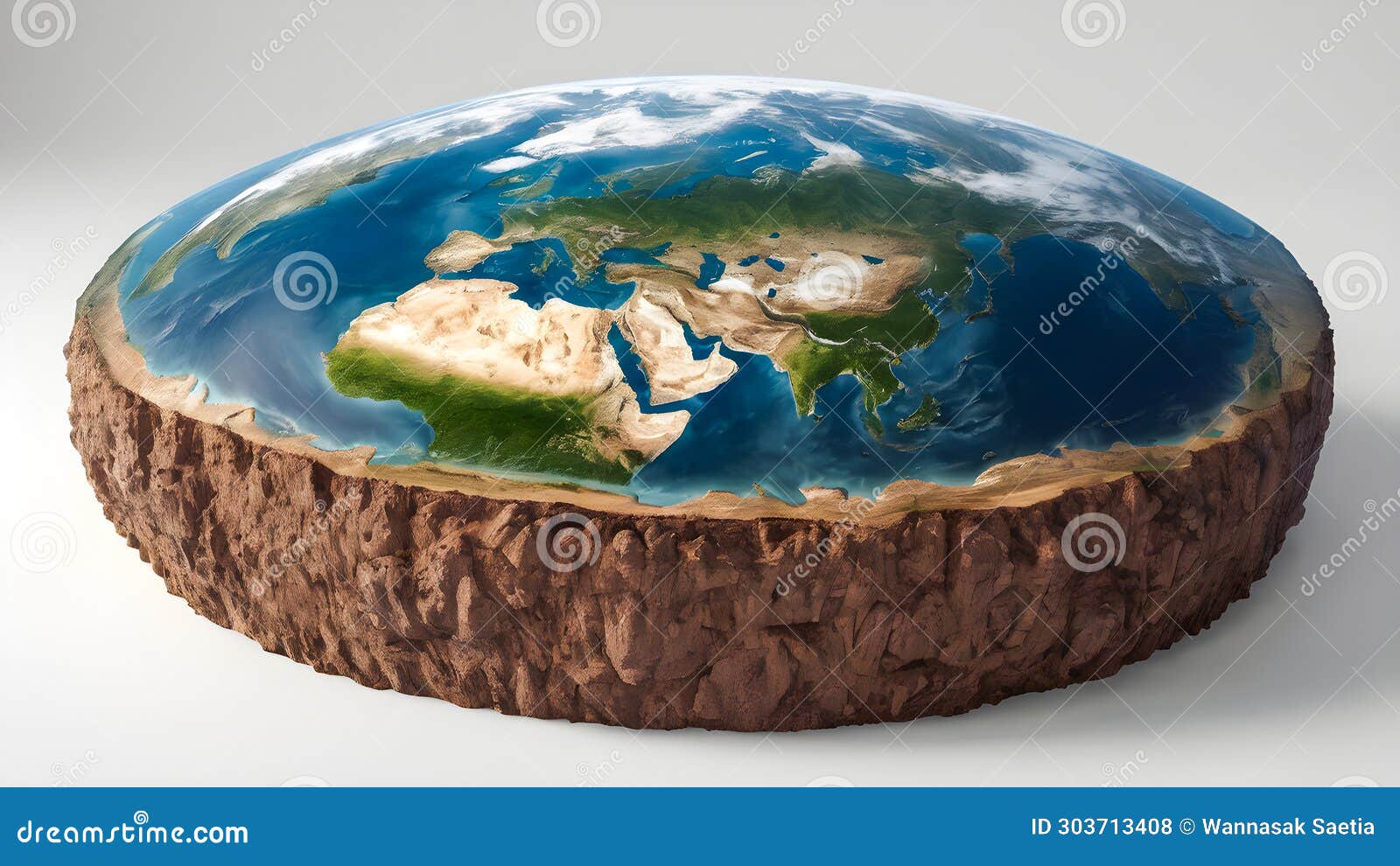 Flat Planet earth stock illustration. Illustration of water - 303713408