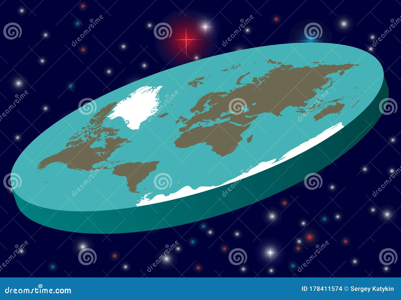 Flat Planet Earth in Space. Stars and Nebula on a Dark Background Stock ...