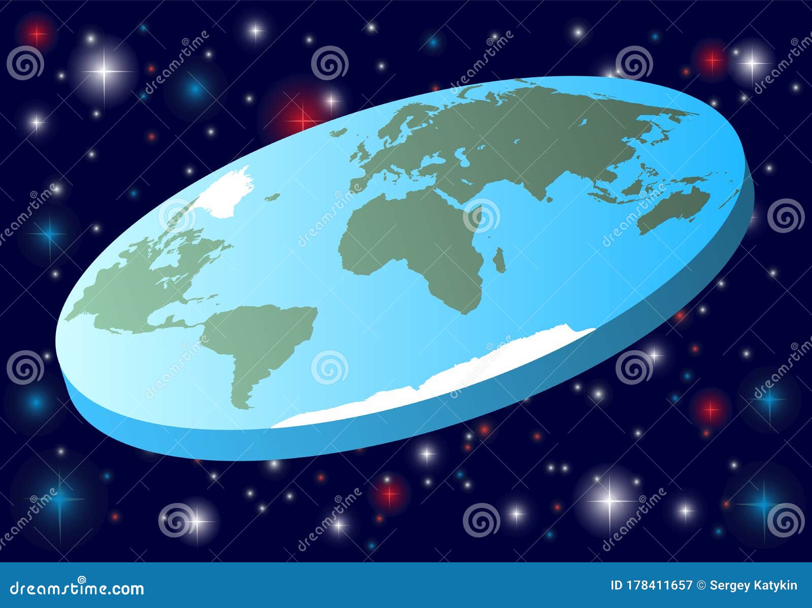 Flat Planet Earth in Space. Stars and Nebula on a Dark Background Stock ...