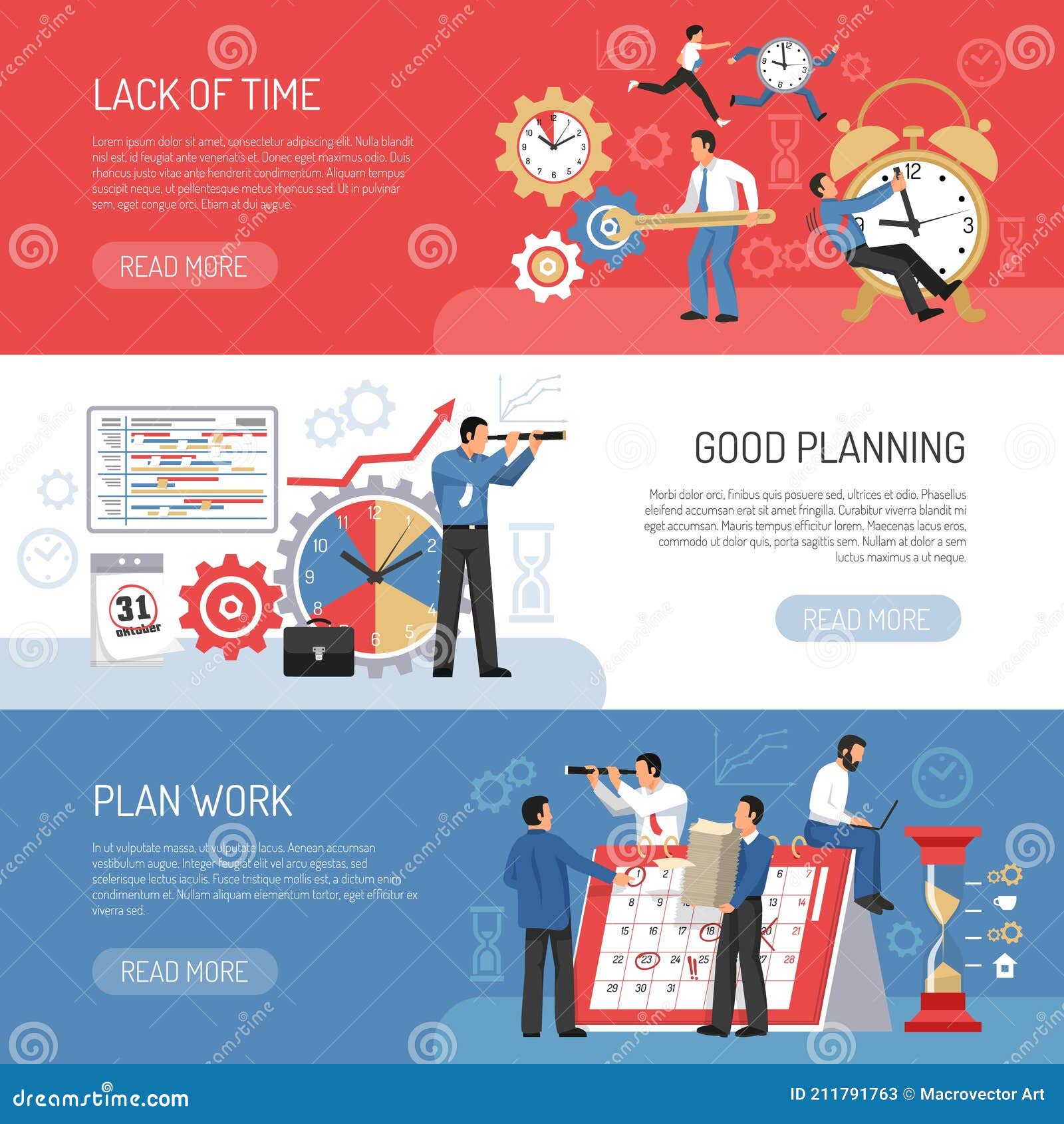 Flat Planning Banners stock vector. Illustration of quality - 211791763