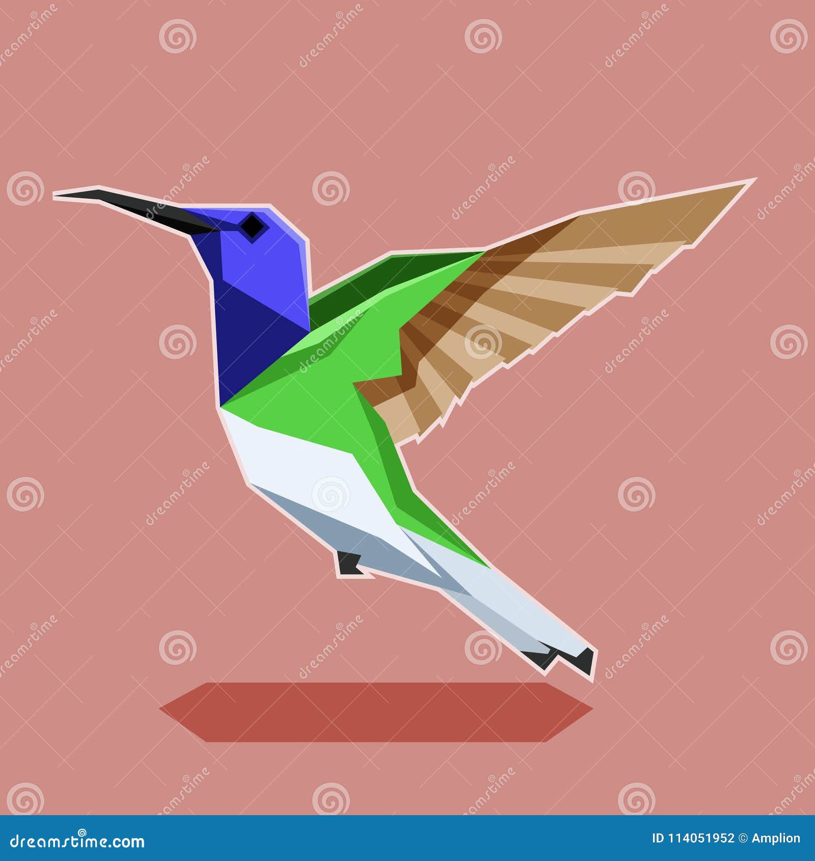 Flat polygonal Hummingbird stock vector. Illustration of hummingbird ...