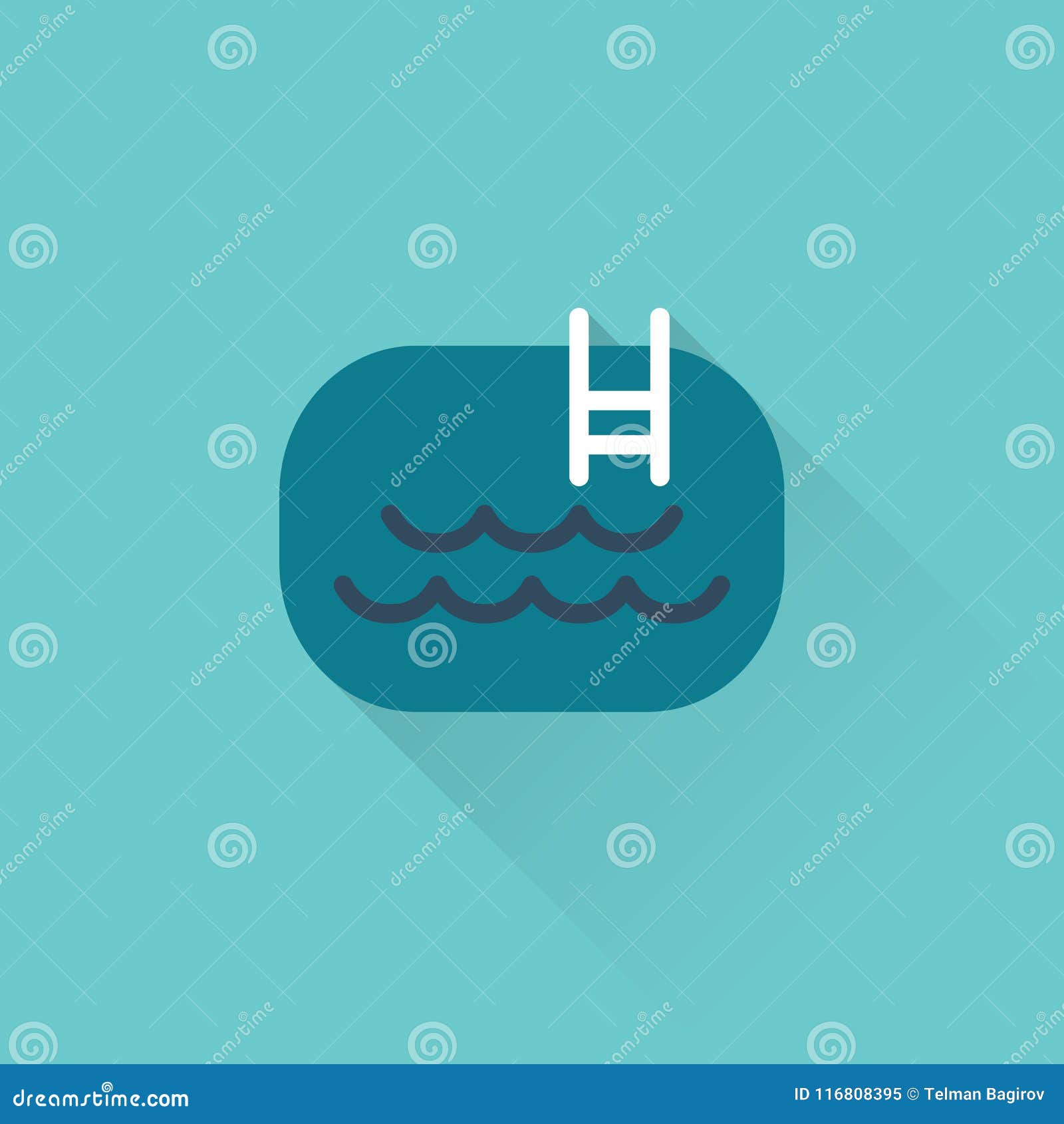Flat Pool Icon on Blue Background Stock Illustration - Illustration of ...