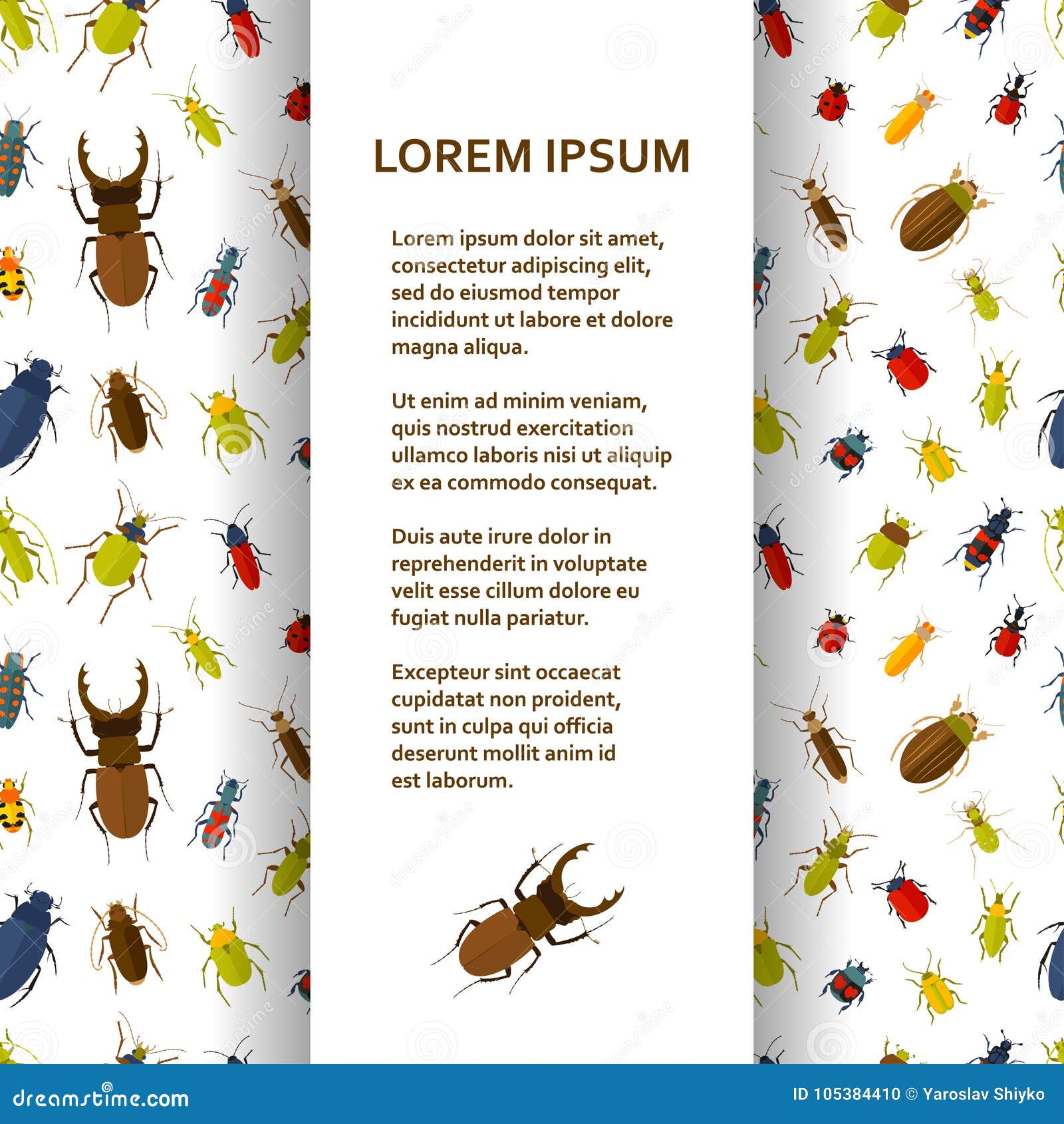 Flat Poster or Banner Template with Bugs Stock Vector - Illustration of ...