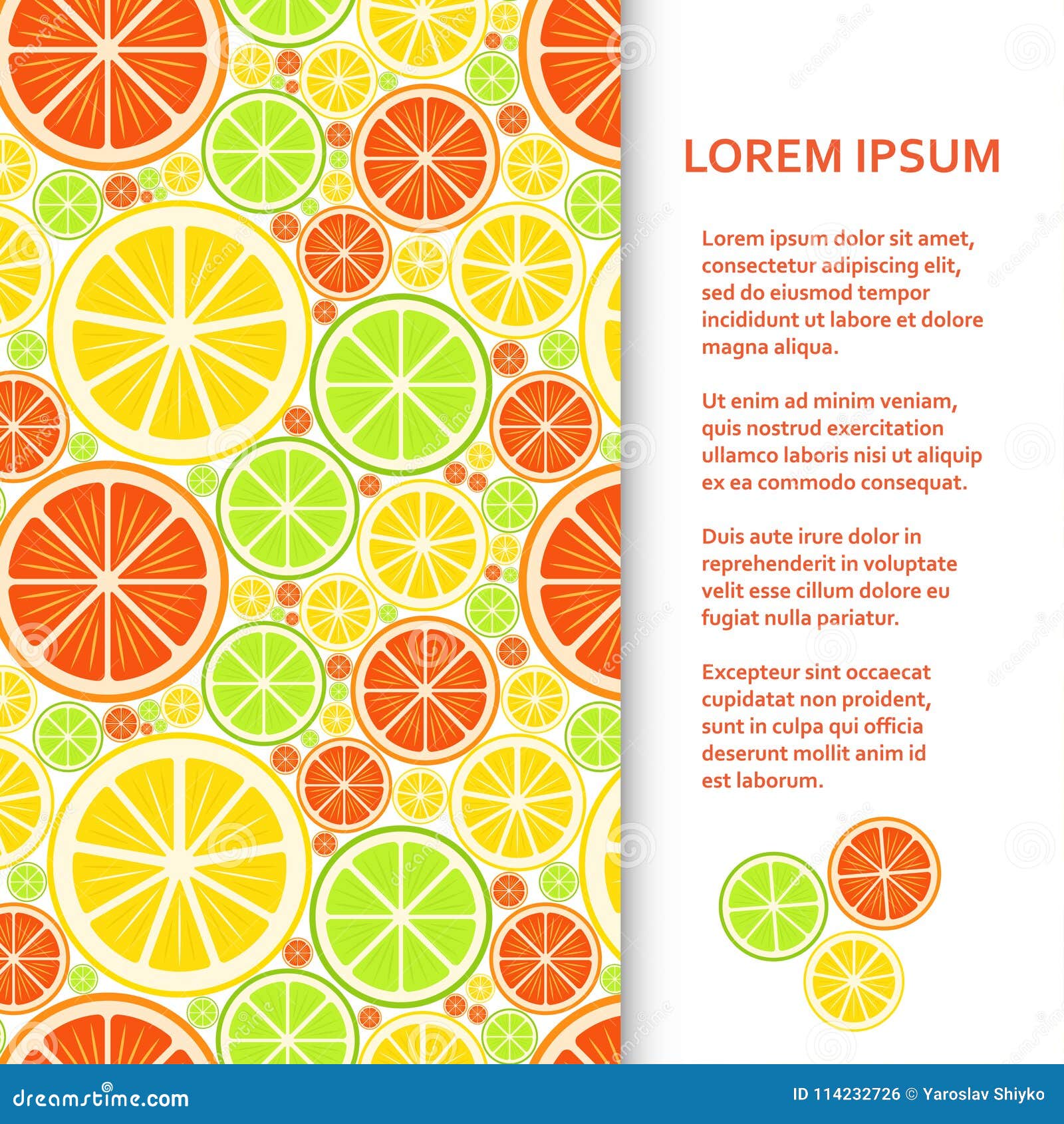 Flat Poster or Banner Template with Citrus Fruits Stock Vector ...