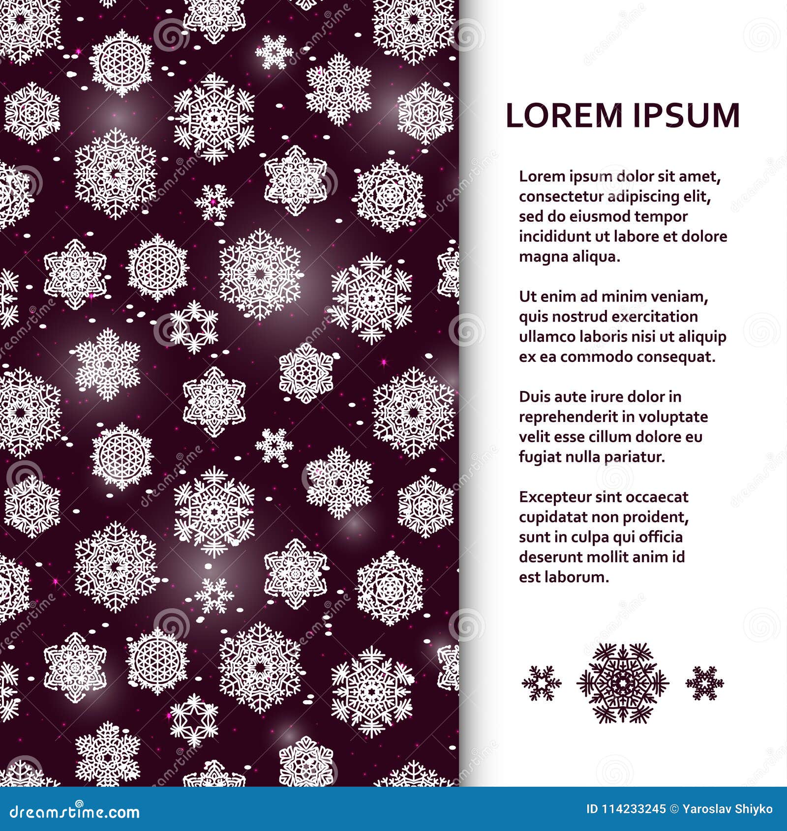 Flat Poster or Banner Template with Hand Drawn Snowflakes Stock Vector ...