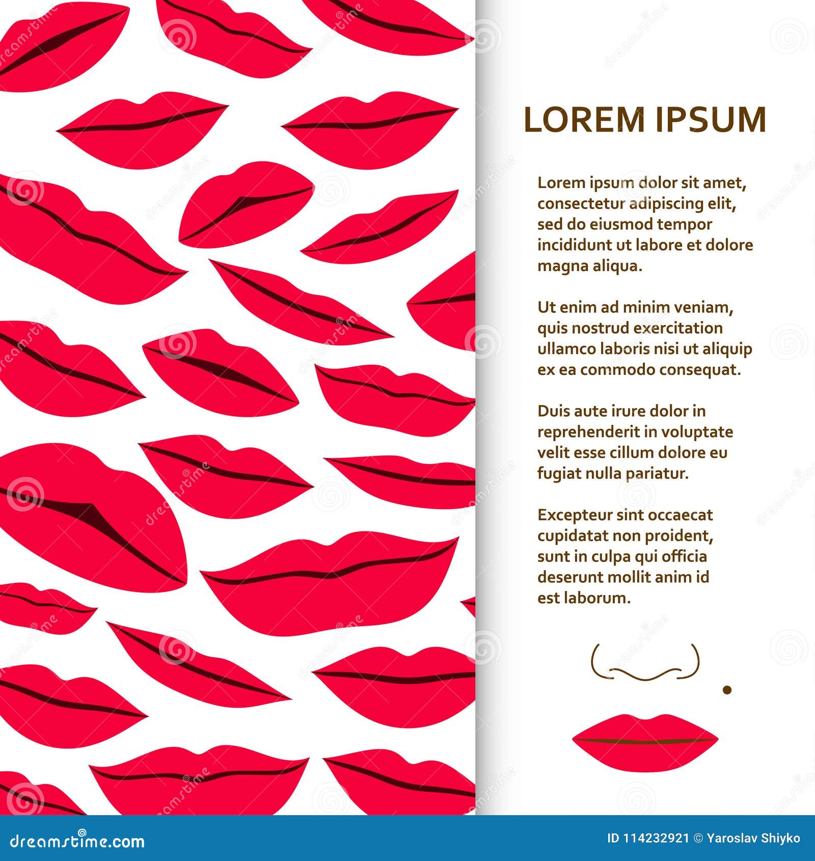Flat Poster or Banner Template with Lips Stock Vector - Illustration of ...