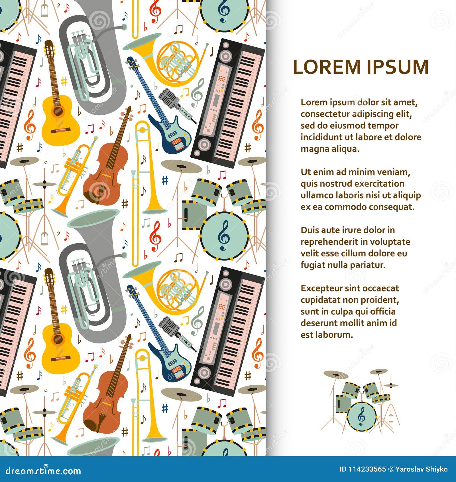 Flat Poster or Banner Template with Musical Instruments Stock Vector ...