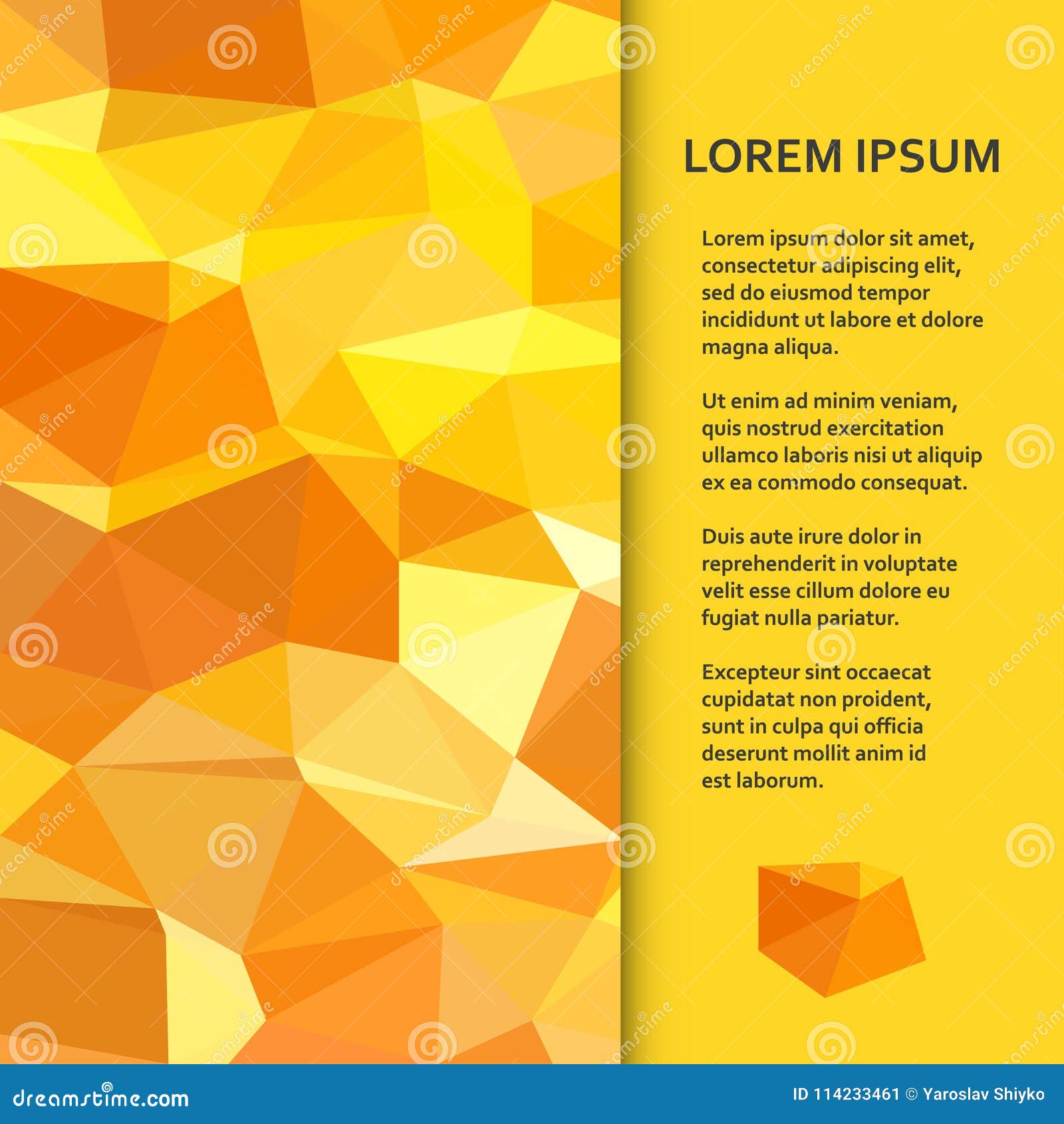 Flat Poster or Banner Template with Triangular Yellow Pieces Stock ...
