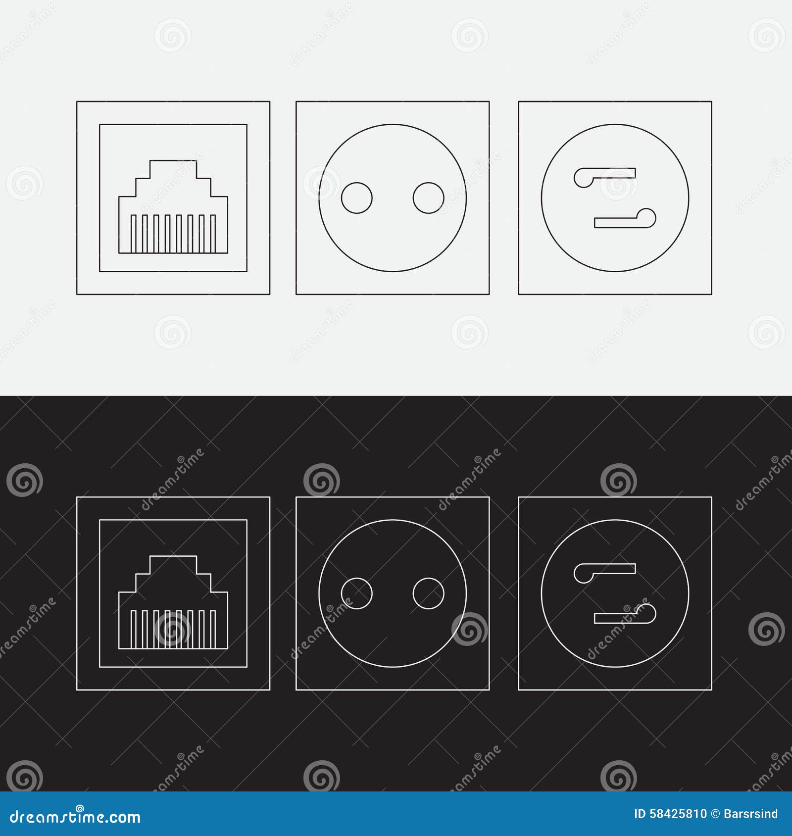 Flat Power Point, Telephone Socket, Socket Stock Illustration ...