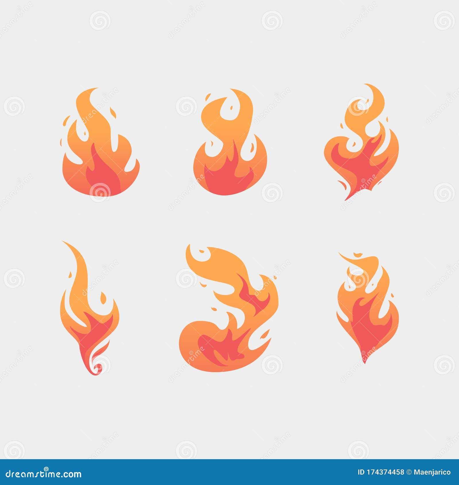Flat Premium Flame Vector Set Stock Vector - Illustration of campfire ...