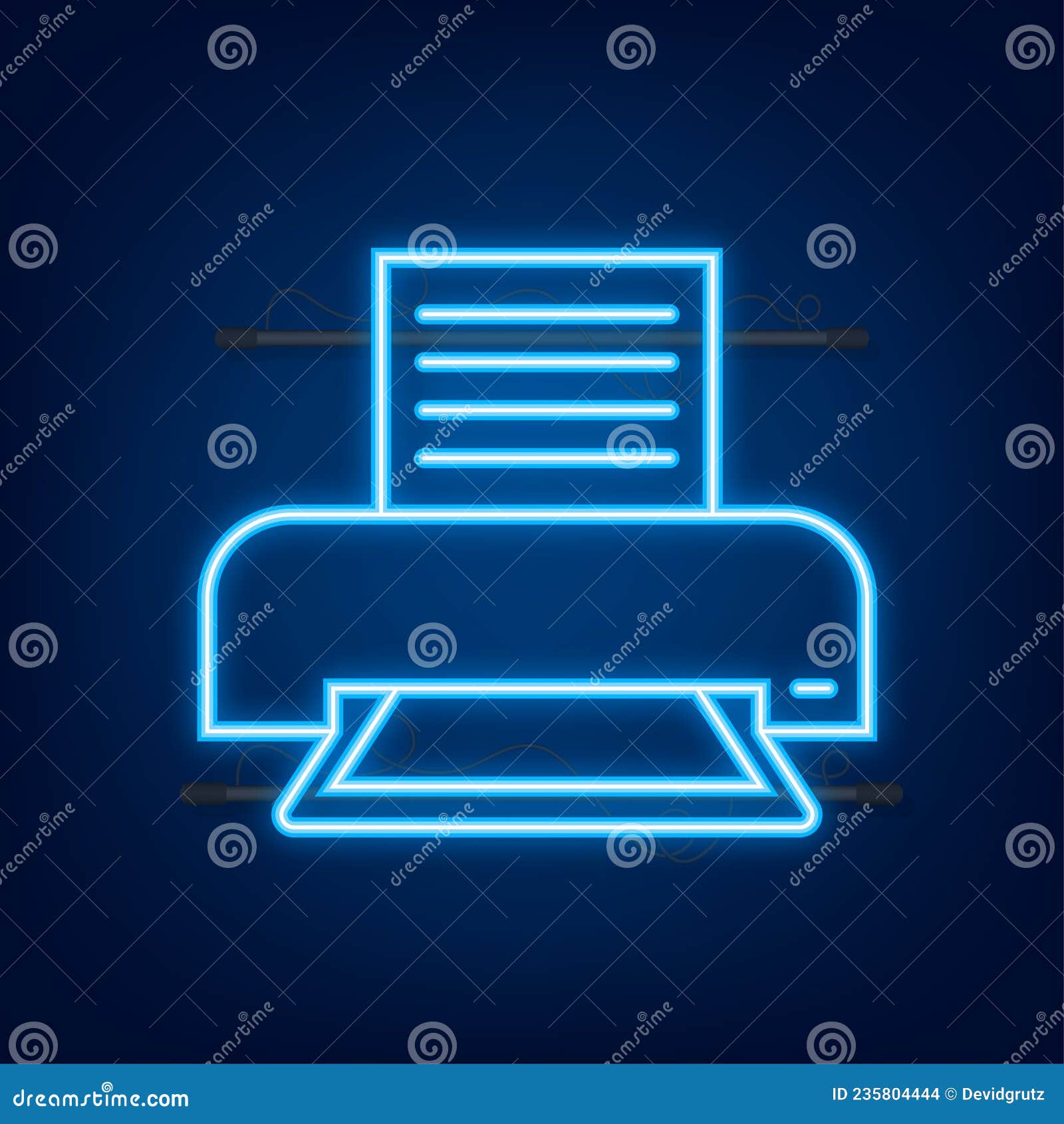 Flat Printer Icon. Printer with Paper A4 Sheet and Printed Text ...