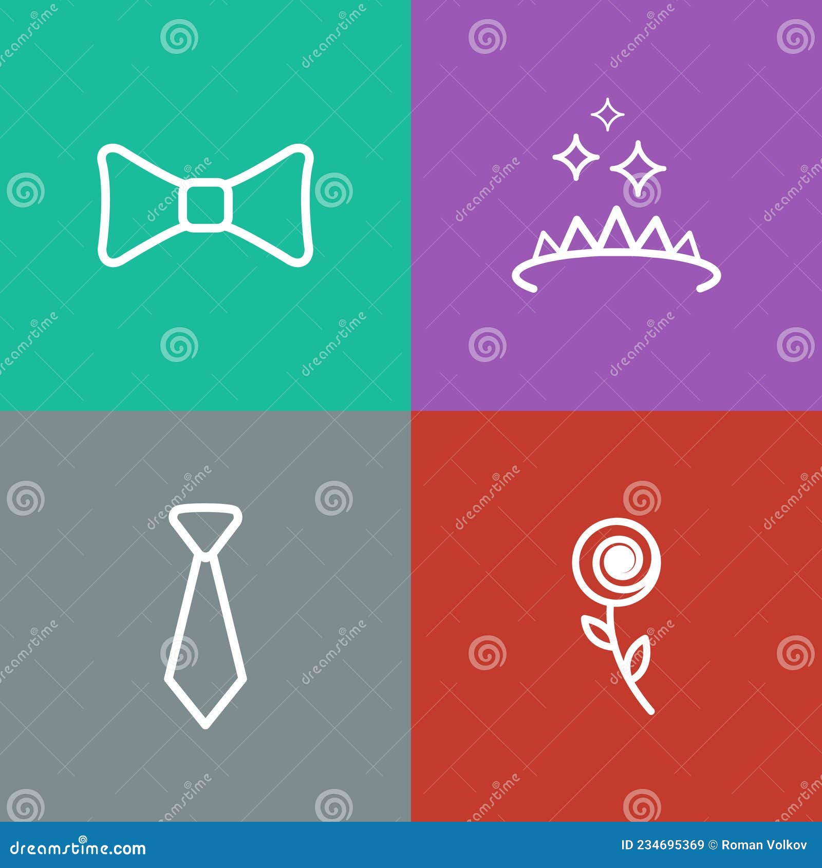 Flat Prom Icons stock vector. Illustration of design - 234695369
