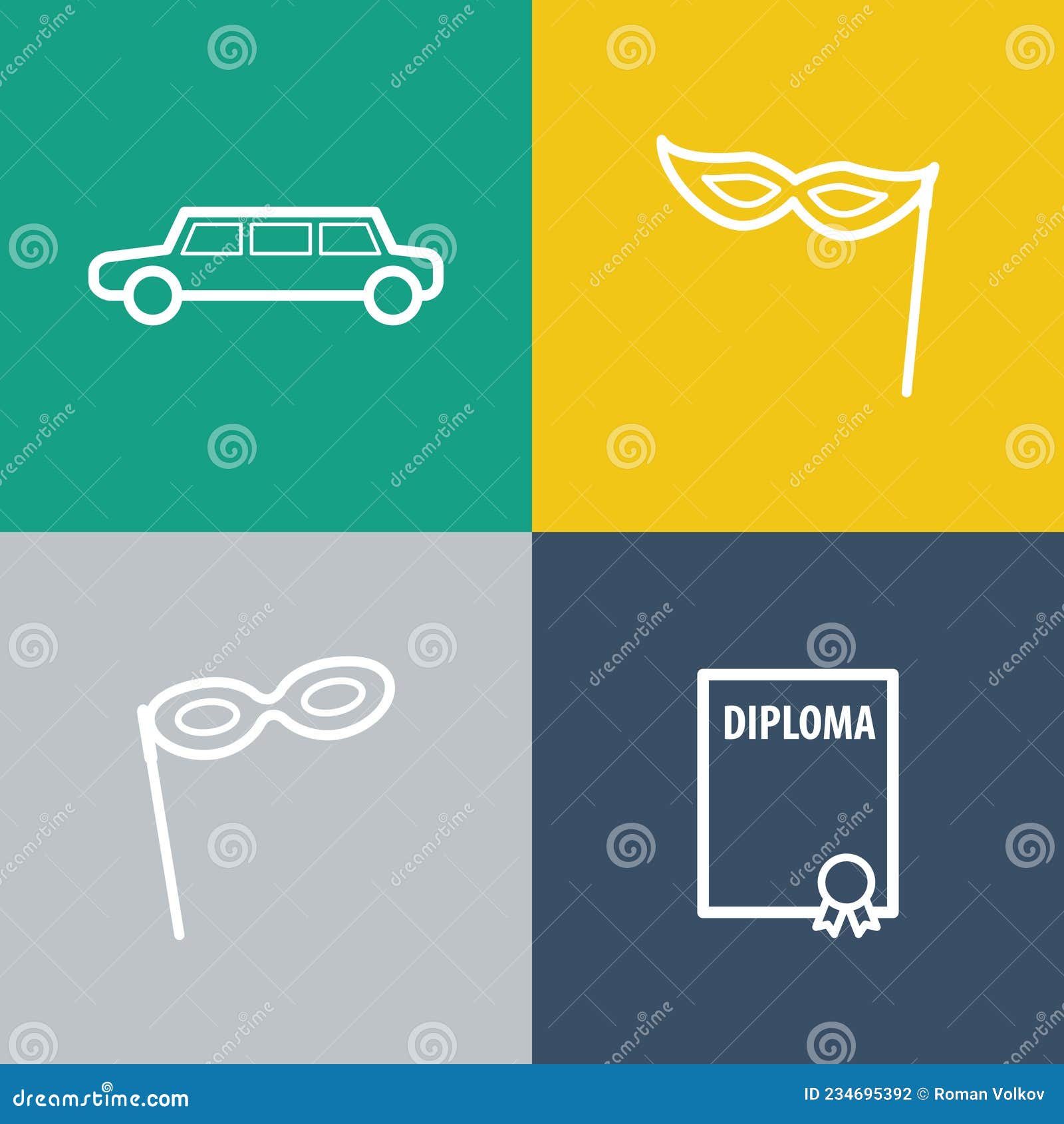 Flat Prom Icons stock vector. Illustration of present - 234695392