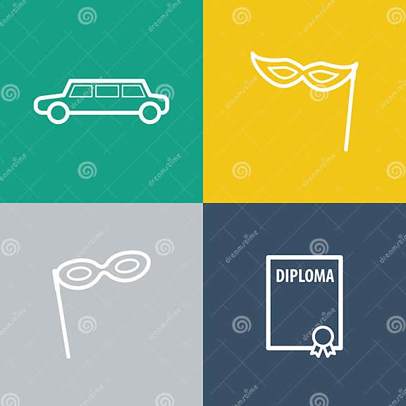 Flat Prom Icons stock vector. Illustration of present - 234695392