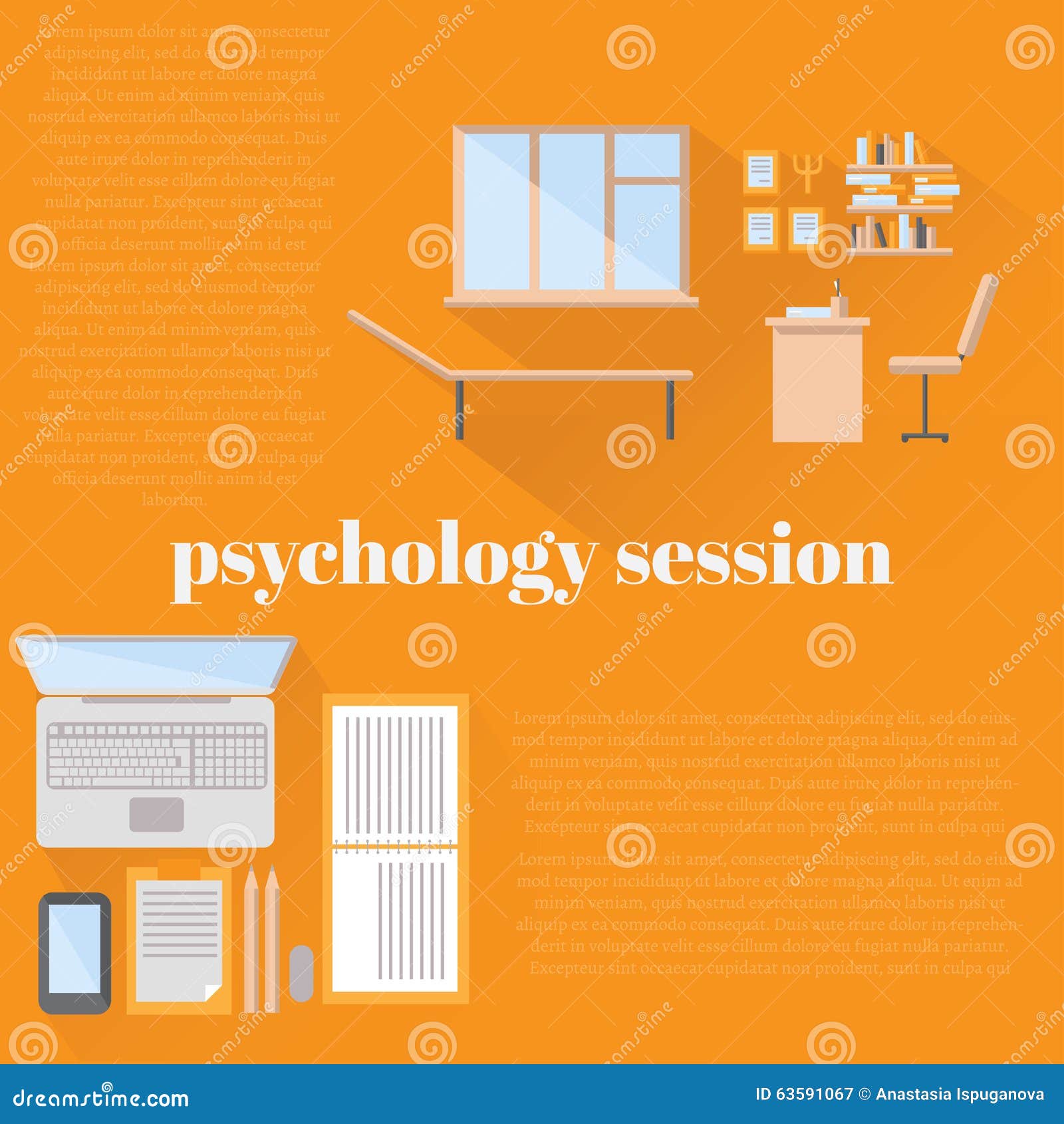 Flat Psychologist Office for Counseling Stock Illustration ...