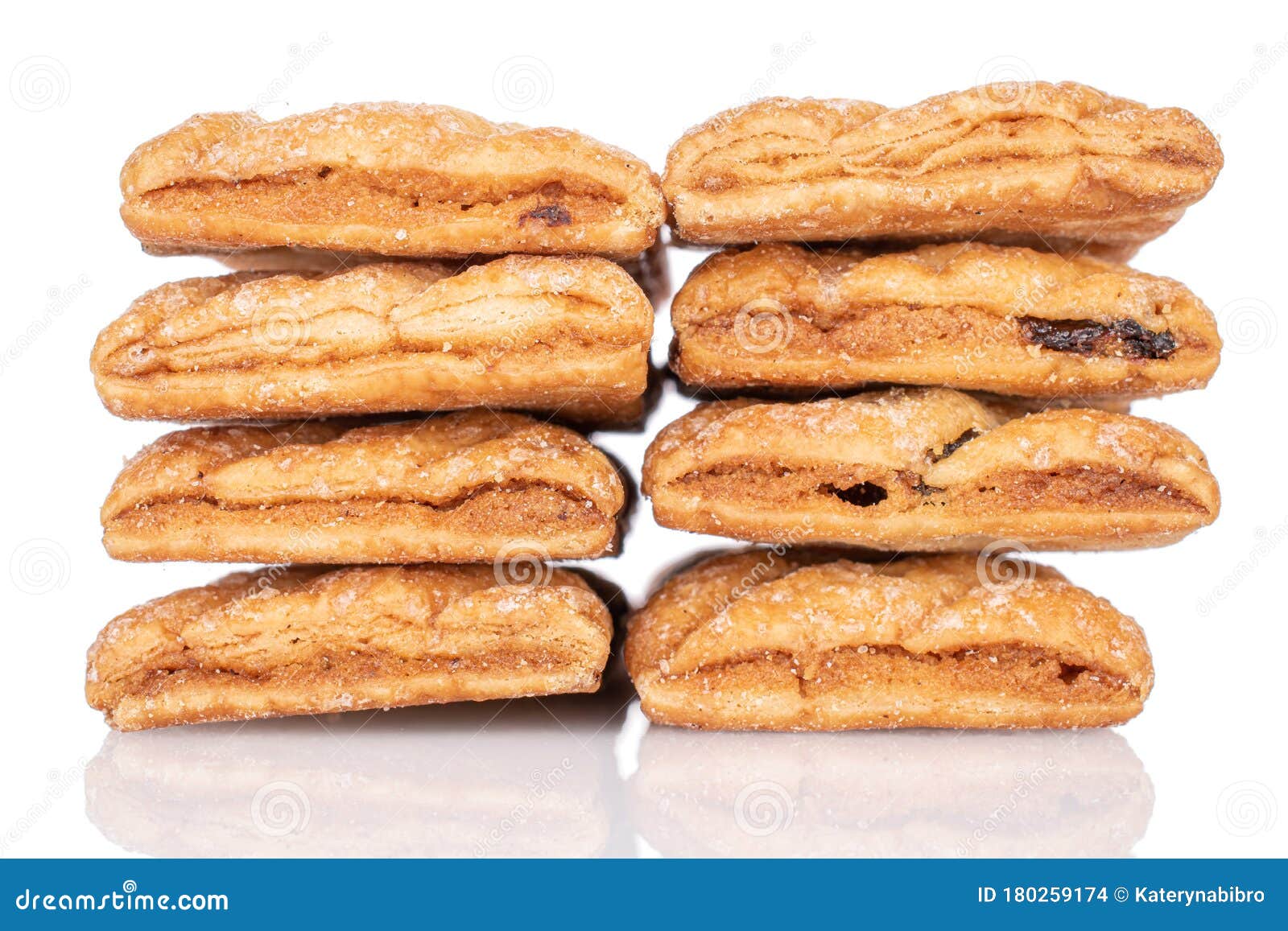 Flat puff cookie on white stock photo. Image of background - 180259174