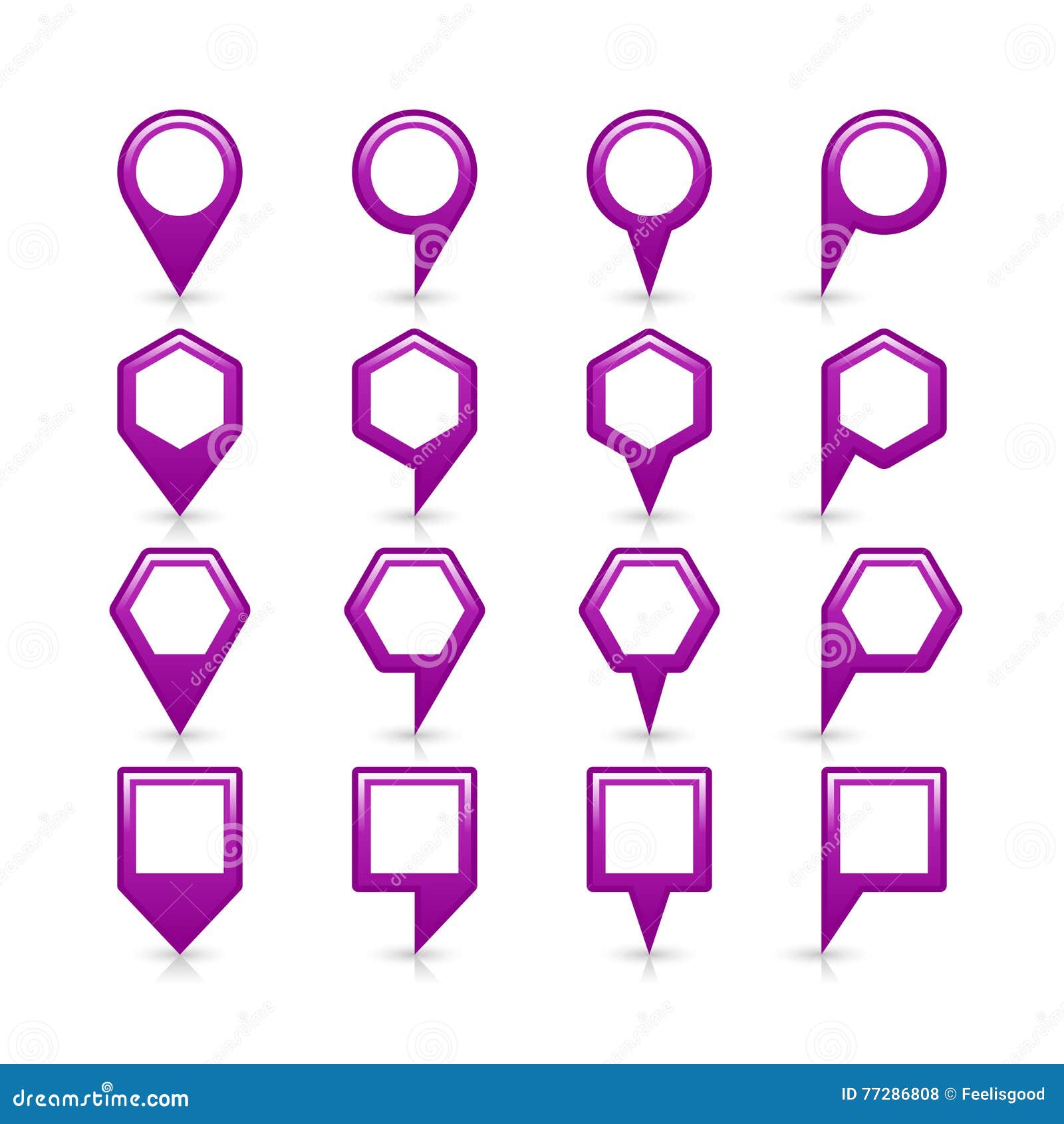 Flat Purple Color Map Pin Sign Location Icon Stock Vector ...