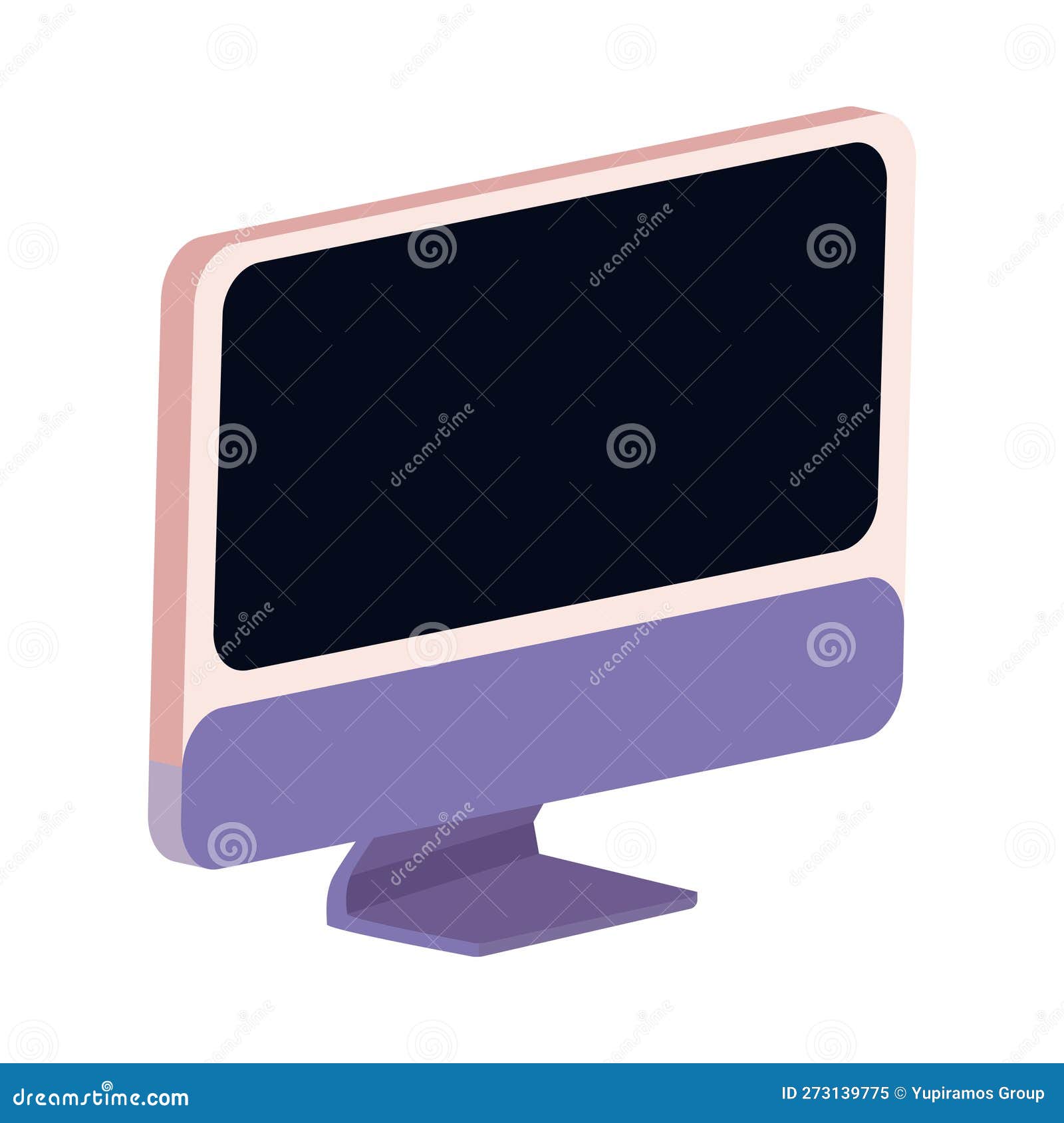 Flat purple pc monitor stock vector. Illustration of isometric - 273139775