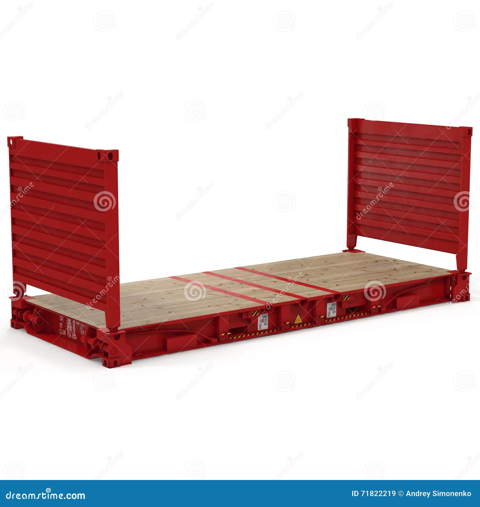 Flat Rack Container Isolated on White 3D Illustration Stock ...