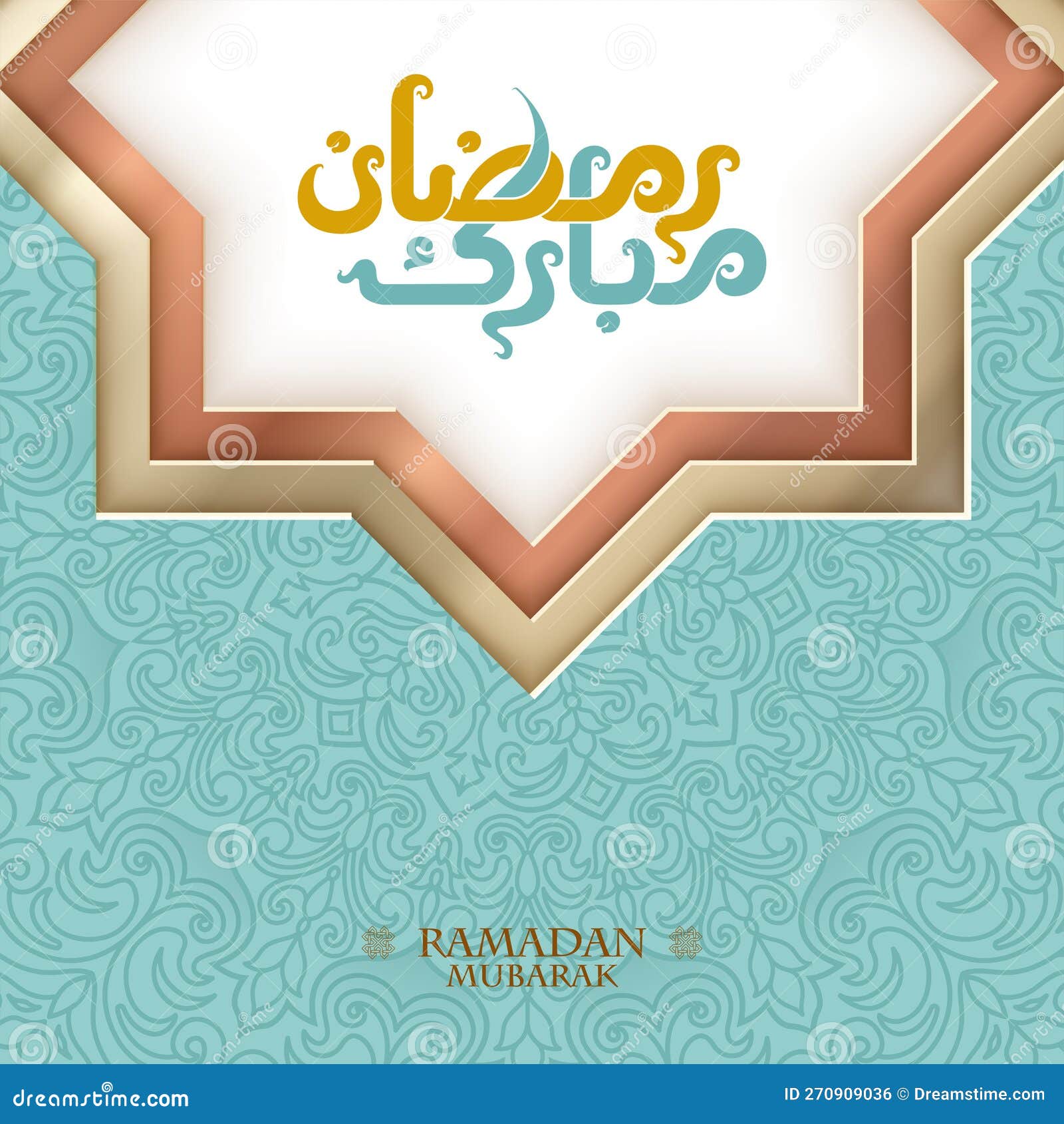 Flat Ramadan Mubarak Greeting Cards With Modern Arabic Calligraphy ...