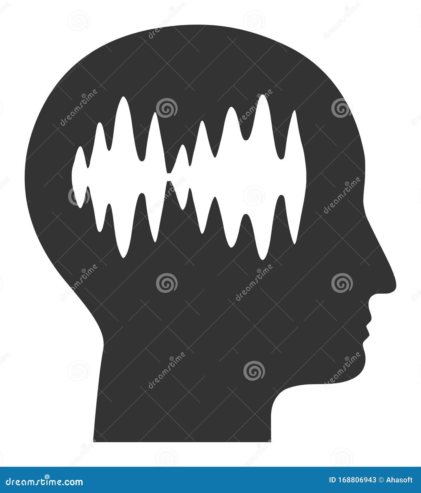 Flat Raster Brain Waves Icon Stock Illustration - Illustration of midi ...