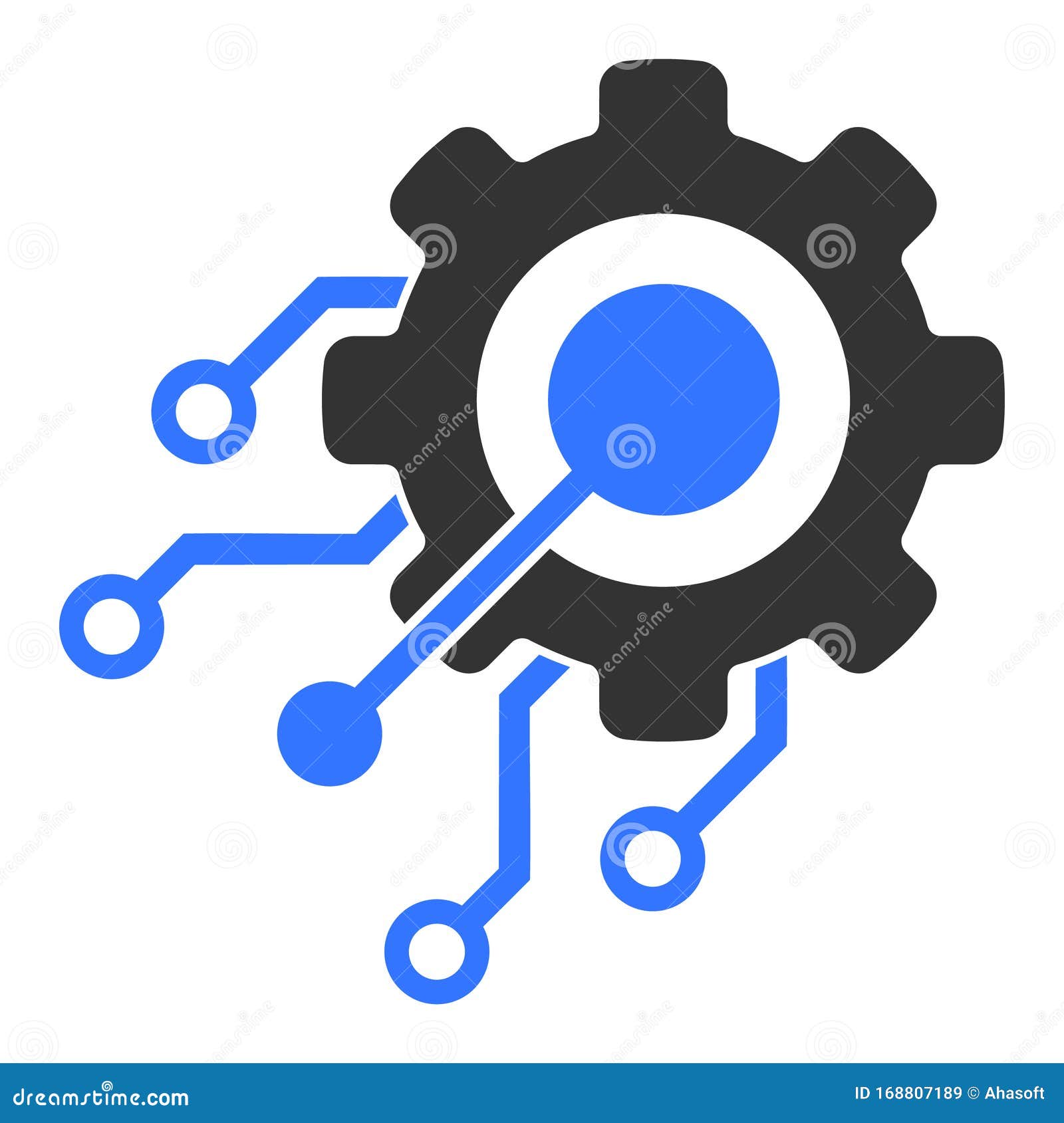 Flat Raster Digital Integration Gear Icon Stock Illustration ... Flat Raster Digital Integration Gear Icon Stock Illustration ...