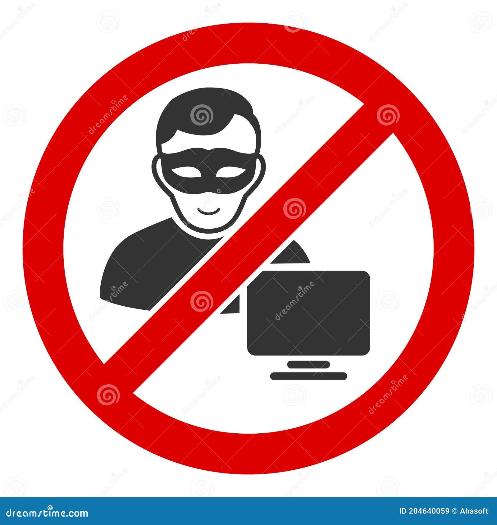 Flat Raster No Computer Hacker Icon Stock Illustration - Illustration ...