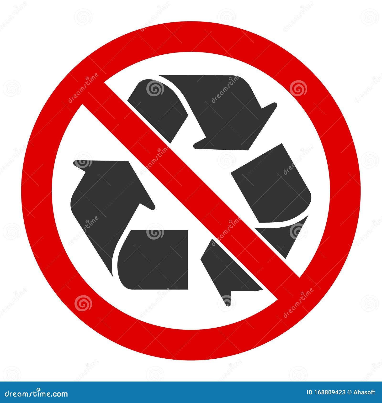 Flat Raster No Recycling Icon Stock Illustration - Illustration of ...