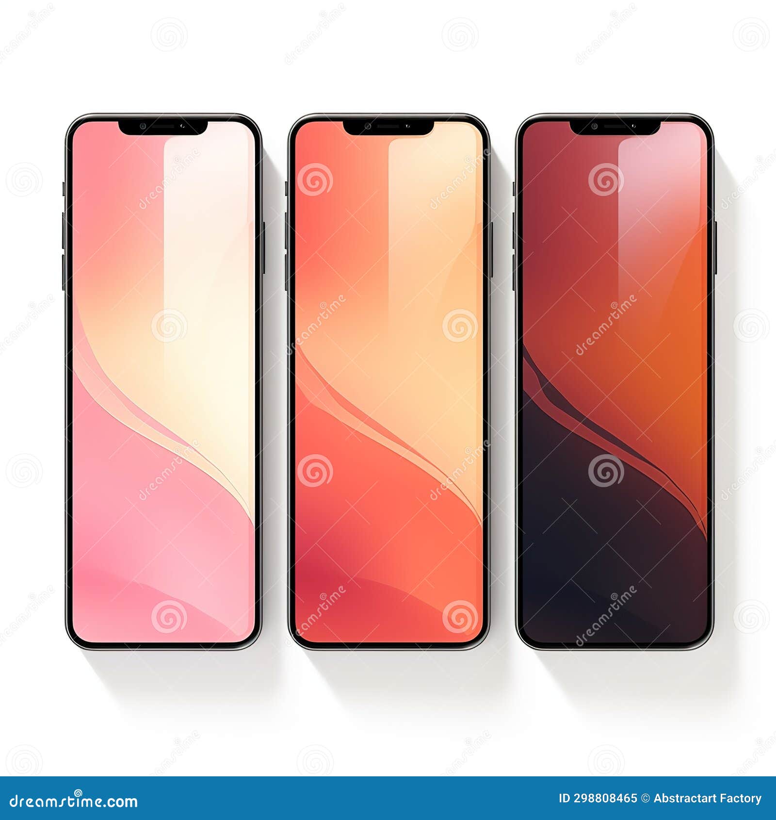 Flat Rays ,collection of Smartphone Mockup on White Background Stock ...