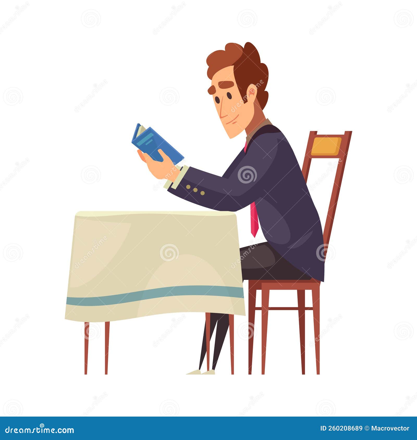 Flat Reading Man stock illustration. Illustration of education - 260208689