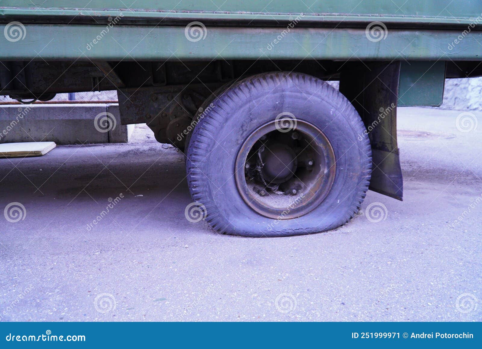 Flat Rear Wheel of a Truck in Close-up Stock Image - Image of front ...