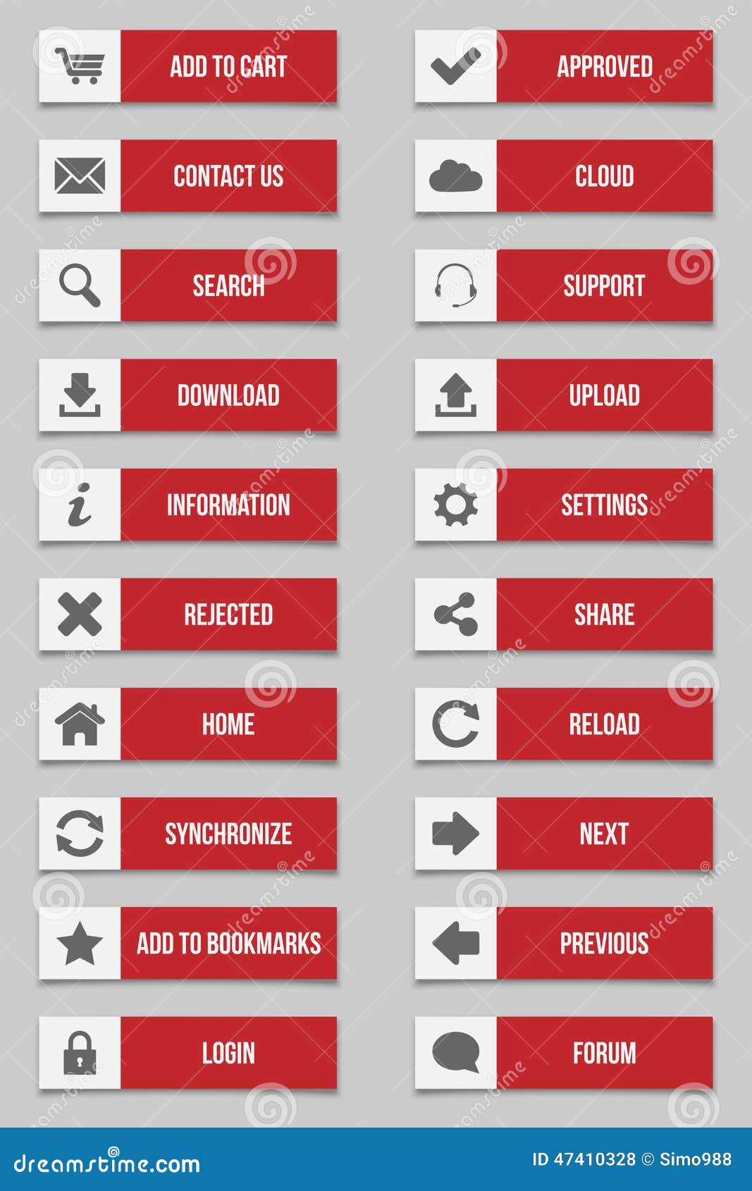 Flat rectangular buttons stock vector. Illustration of download - 47410328