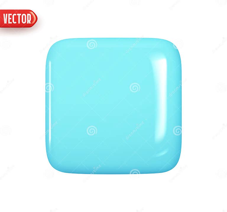 Flat Rectangular Square Blue Color. Geometric Figure Cube. Realistic 3d ...