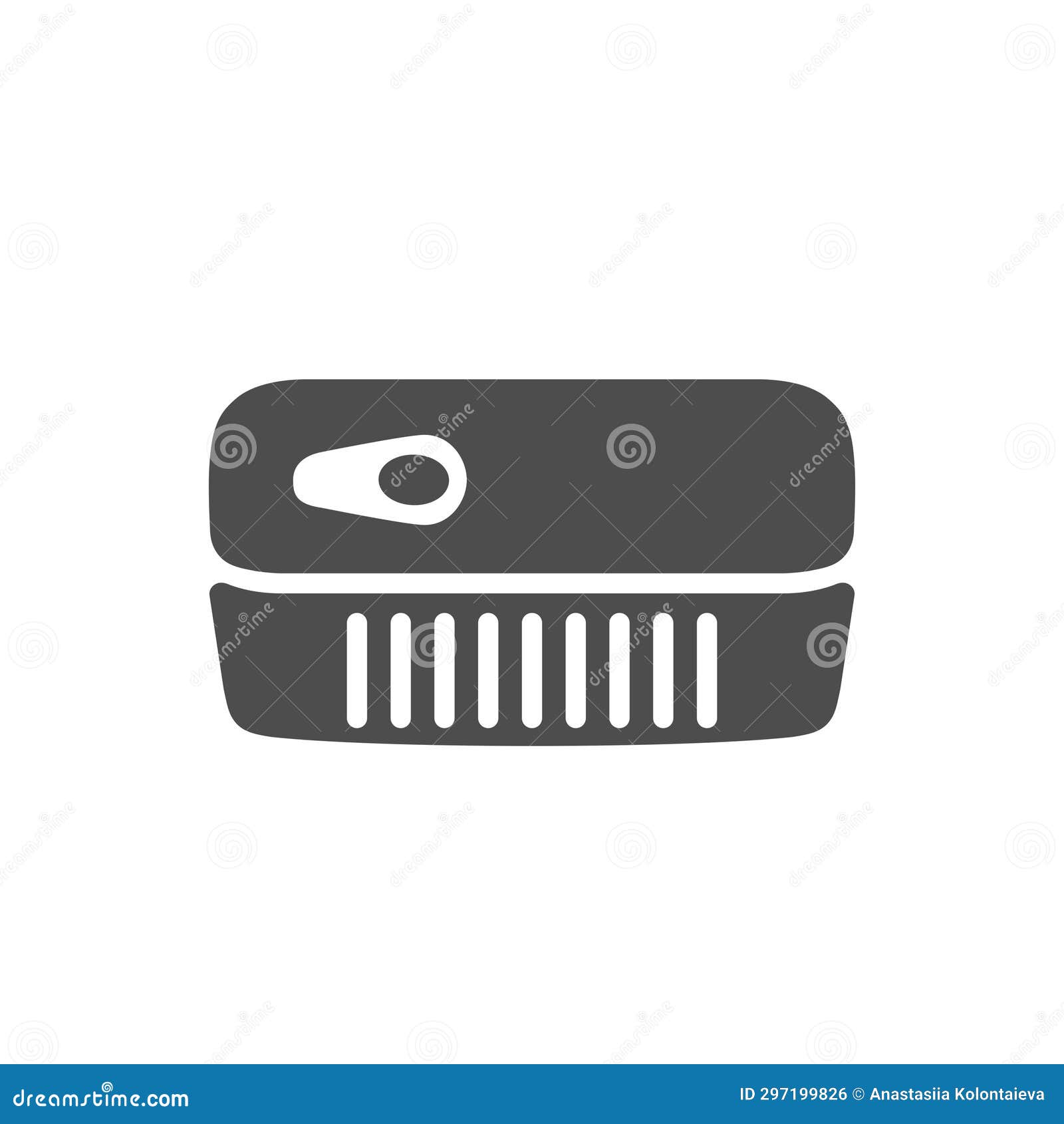 Flat Rectangular Tin Can Icon In Silhouette. Conserved Fish Or Meat ...