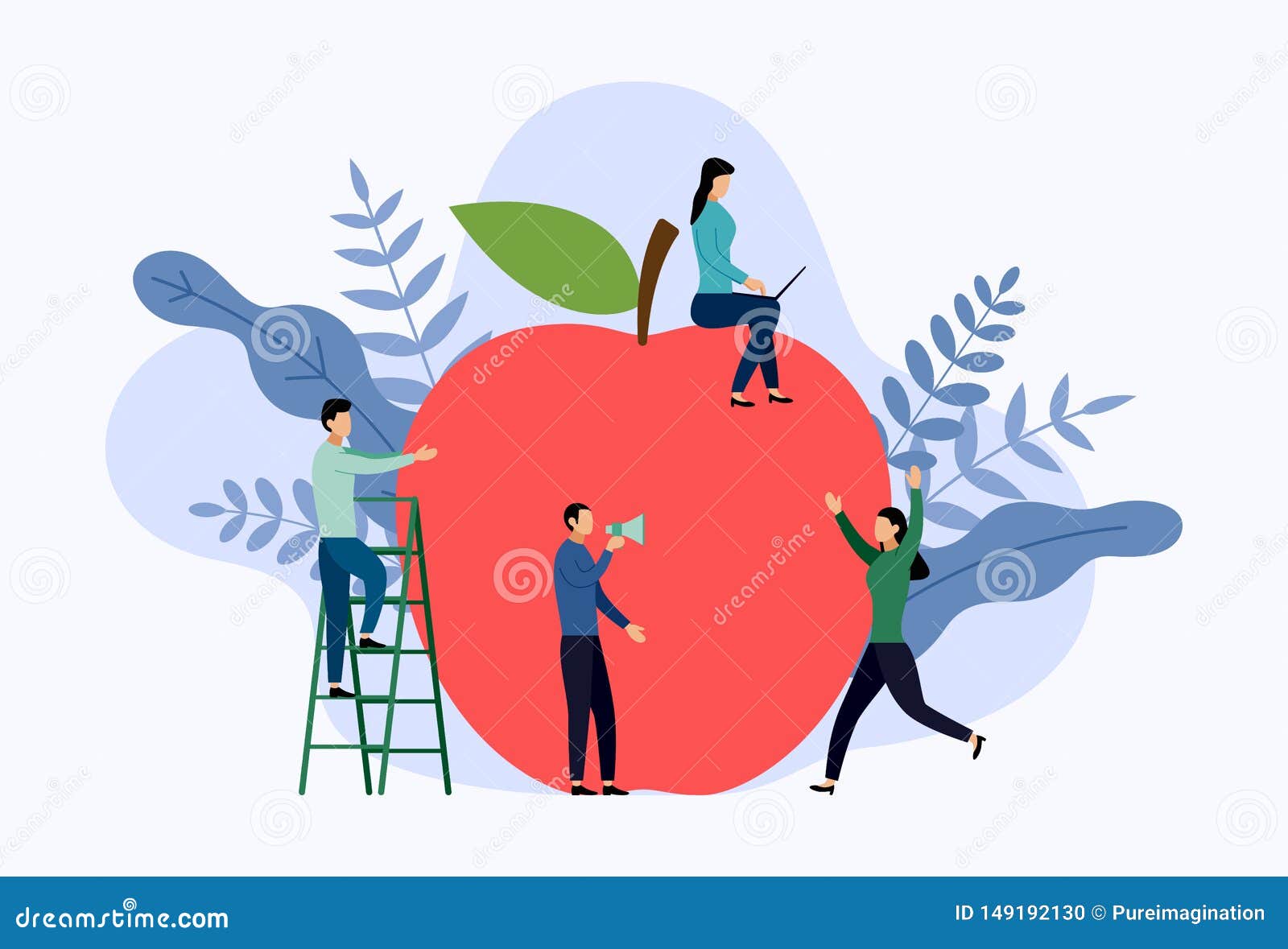Flat Red Apple with Human Concepts Stock Vector - Illustration of ...
